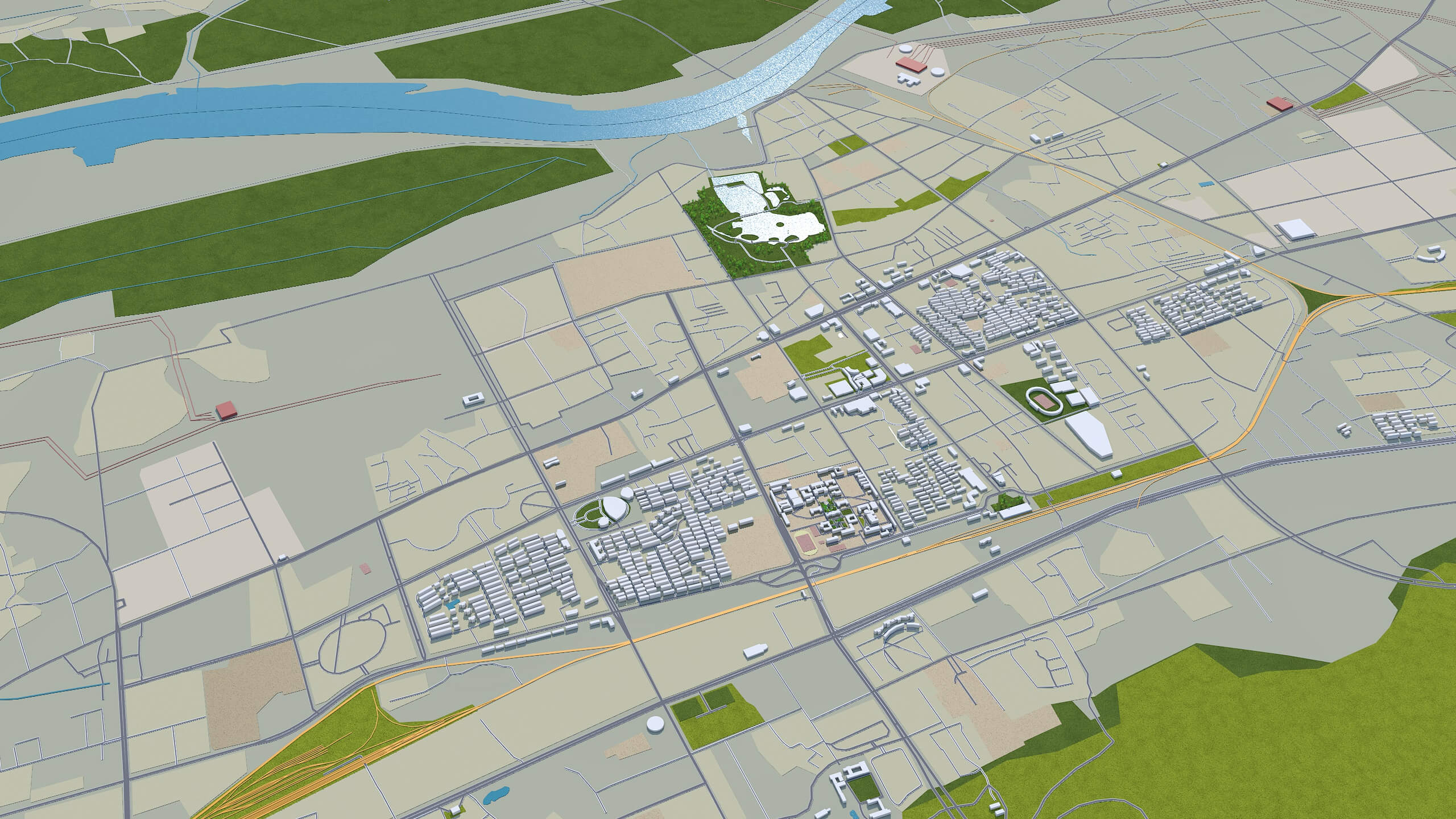 Huainan City Anhui China 3D Model 55km by 3dstudio