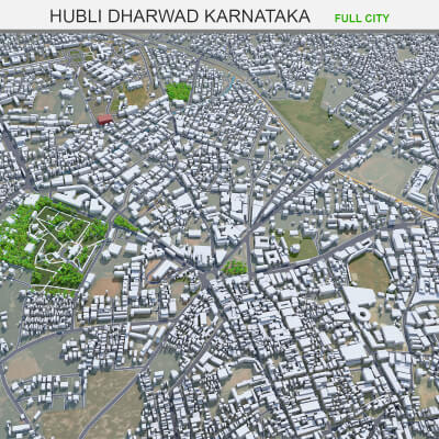 Hubli City Dharwad Karnataka 3D Model 20km by 3dstudio