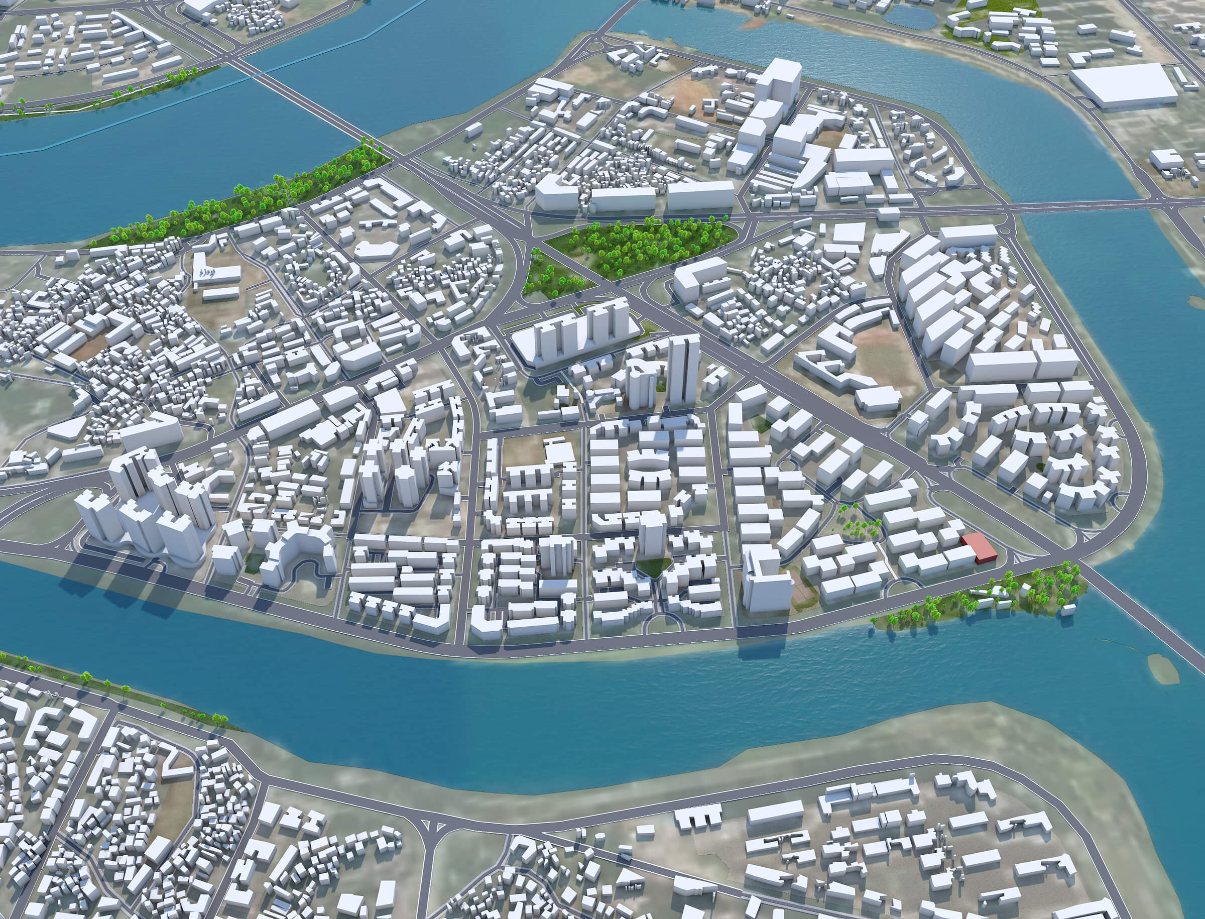 Huizhou Guangdong Province City China 3D Model 80km by 3dstudio