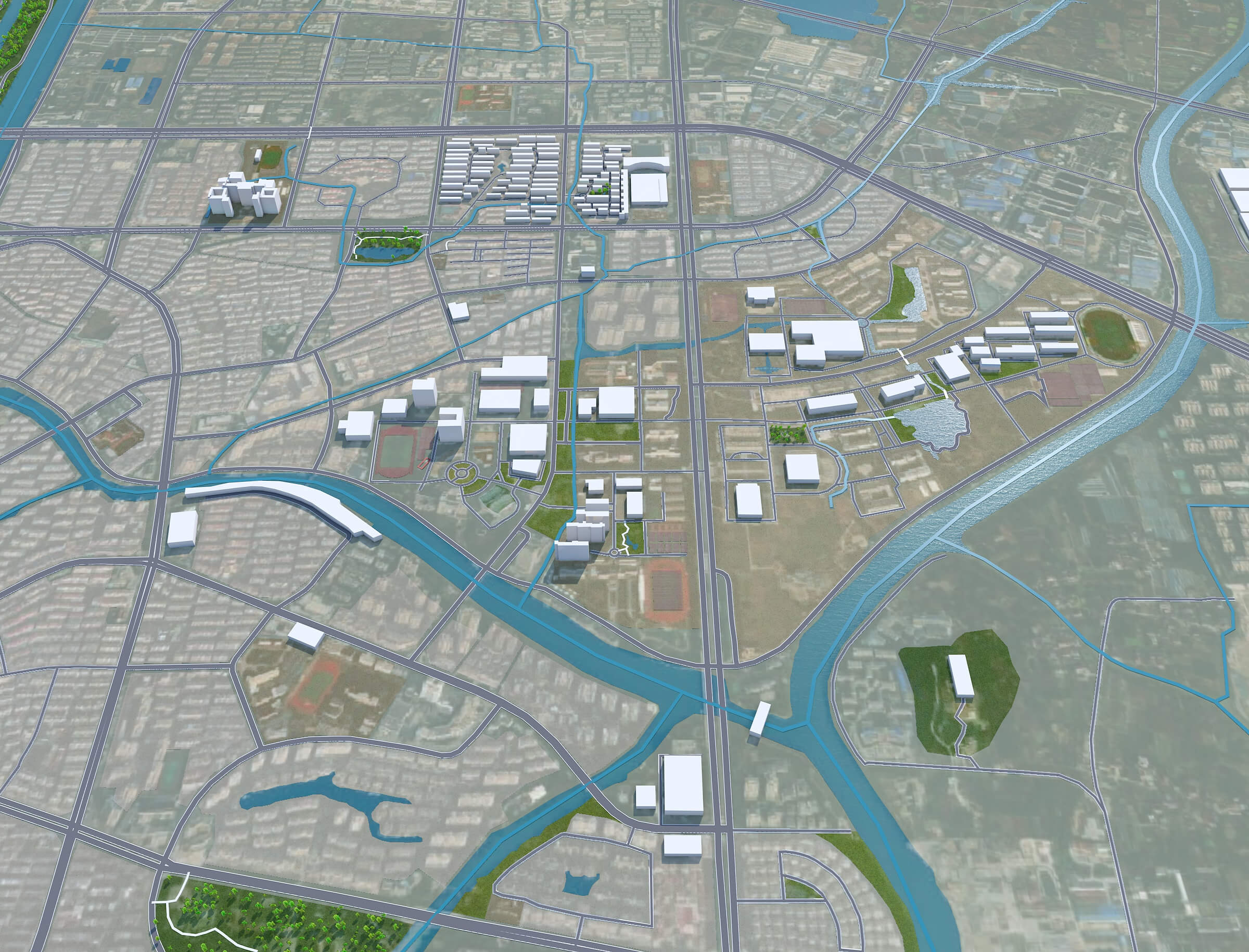 Huzhou Zhejiang City China 3D Model 50km by 3dstudio