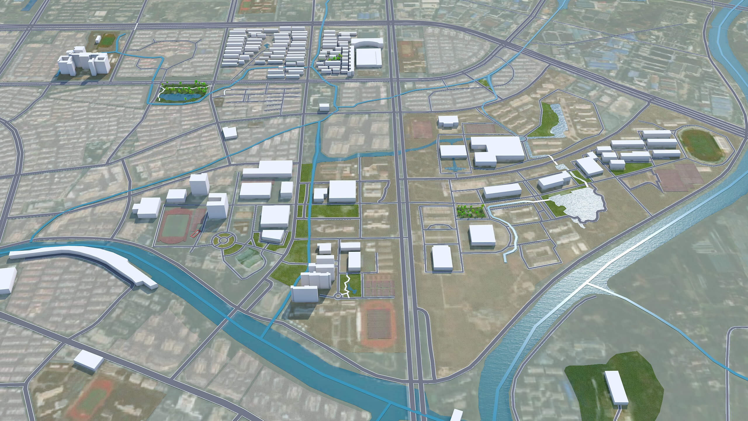 Huzhou Zhejiang City China 3D Model 50km by 3dstudio