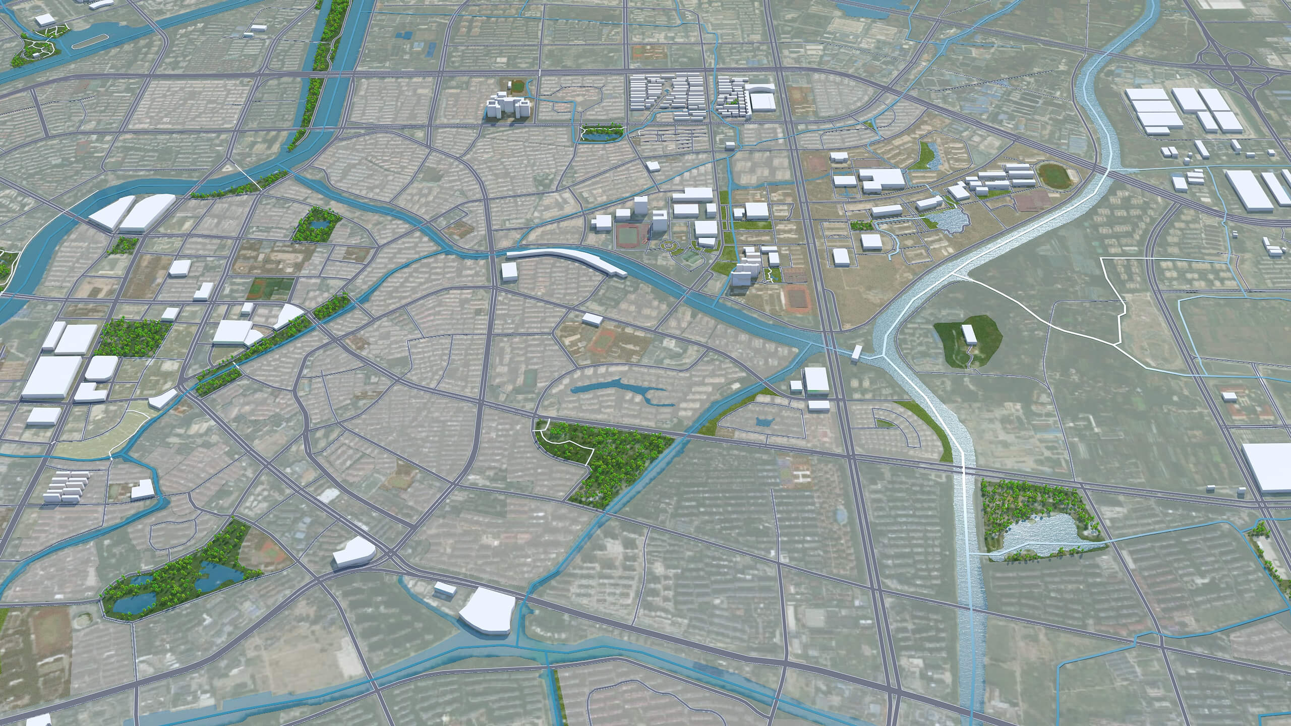 Huzhou Zhejiang City China 3D Model 50km by 3dstudio