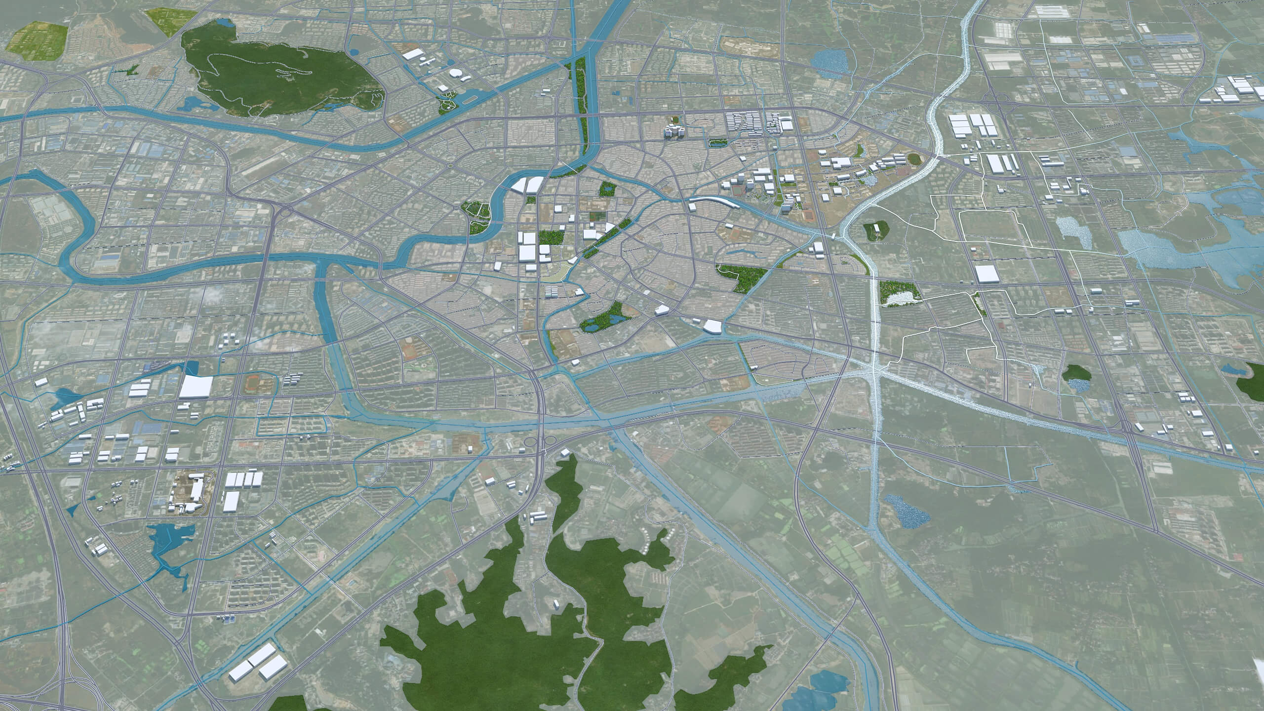 Huzhou Zhejiang City China 3D Model 50km by 3dstudio