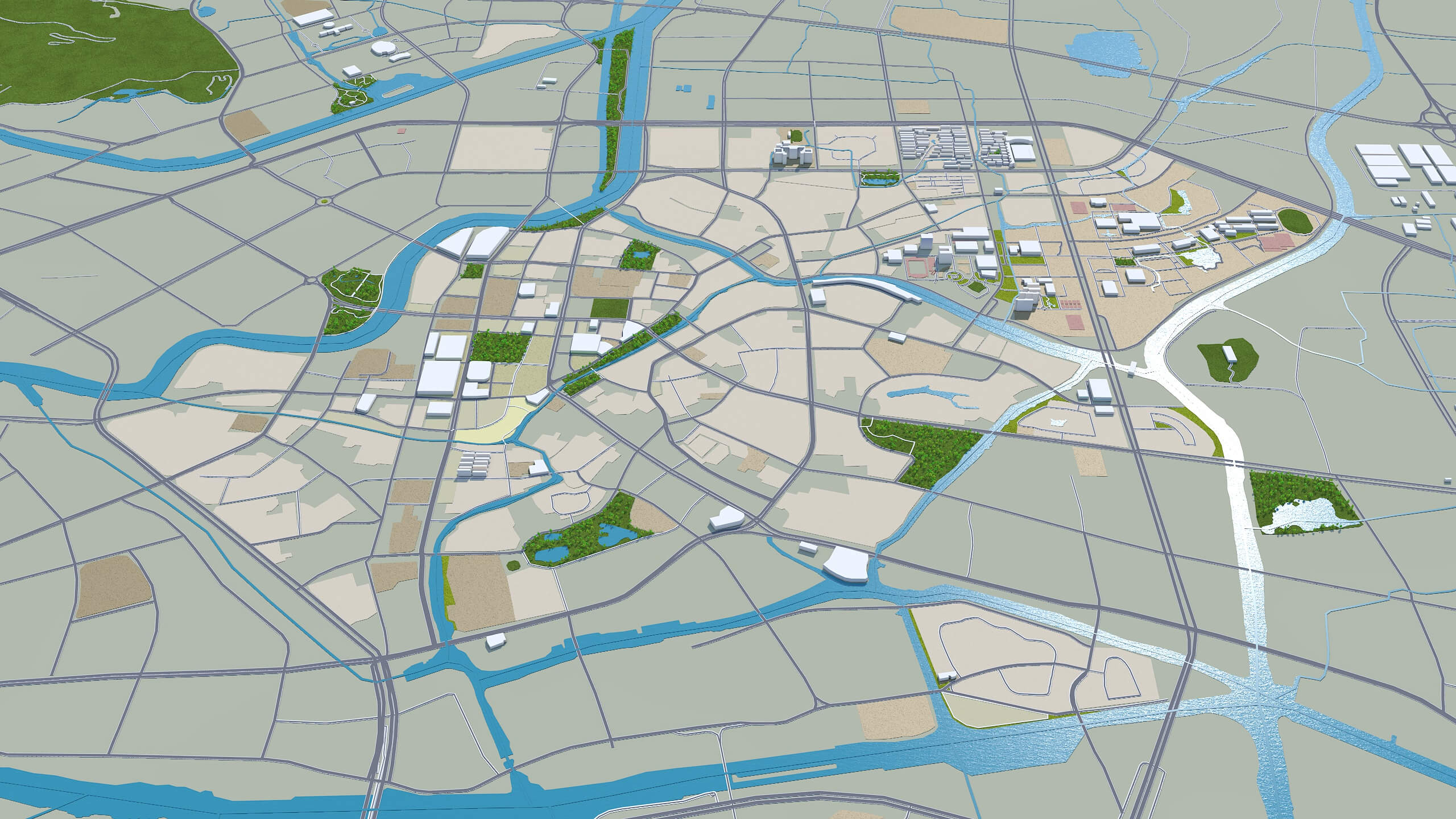 Huzhou Zhejiang City China 3D Model 50km by 3dstudio