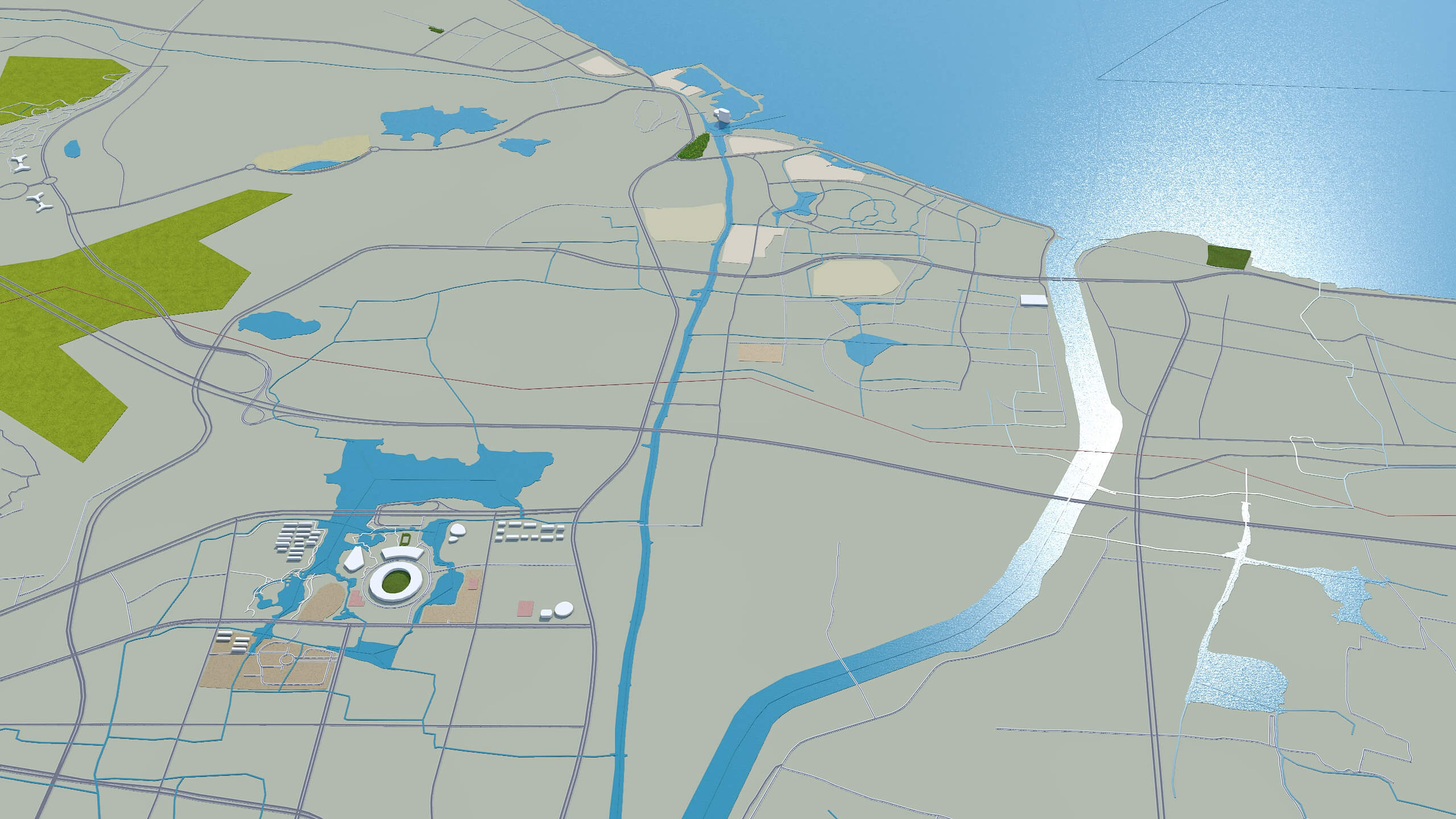 Huzhou Zhejiang City China 3D Model 50km by 3dstudio