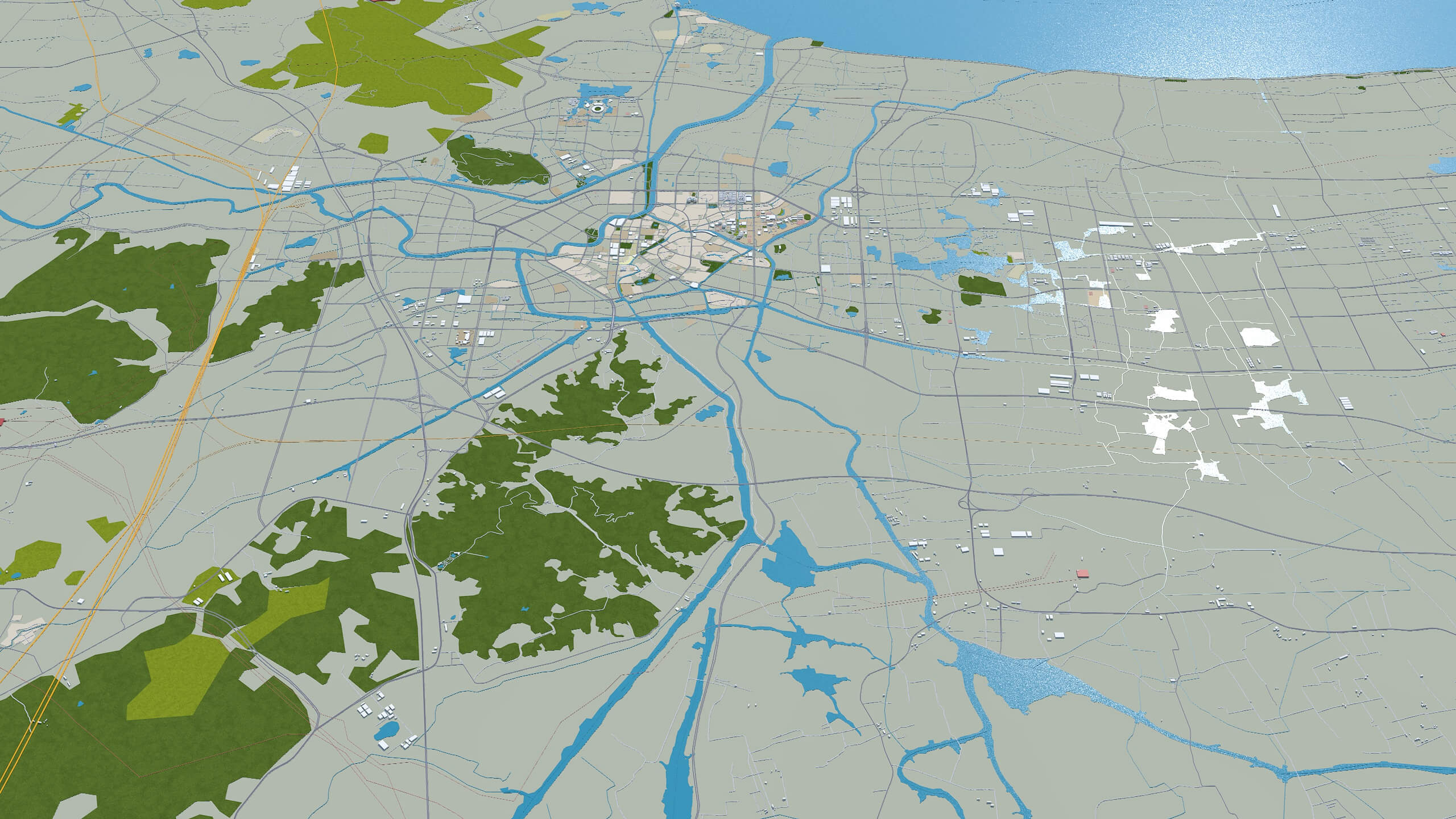 Huzhou Zhejiang City China 3D Model 50km by 3dstudio