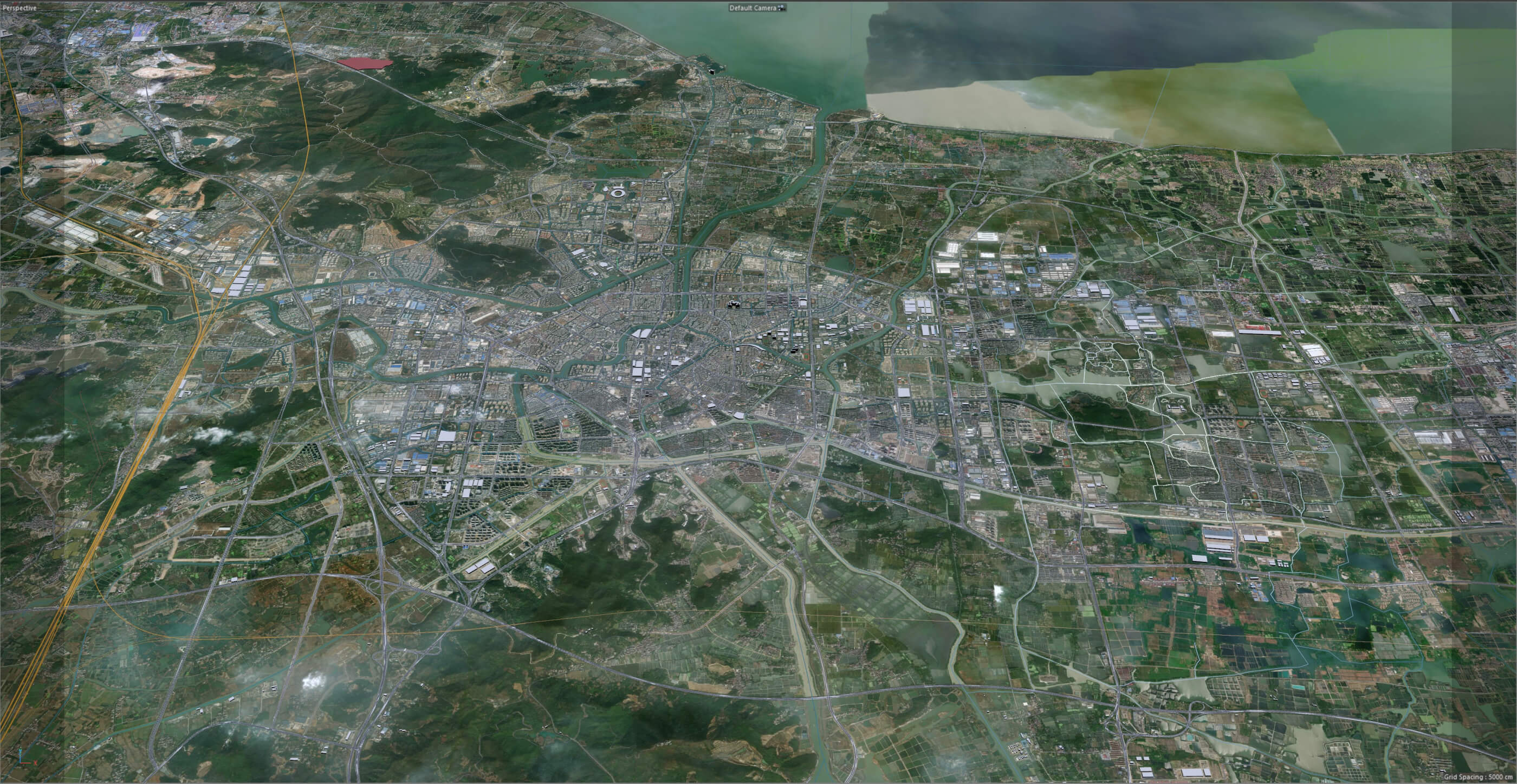 Huzhou Zhejiang City China 3D Model 50km by 3dstudio