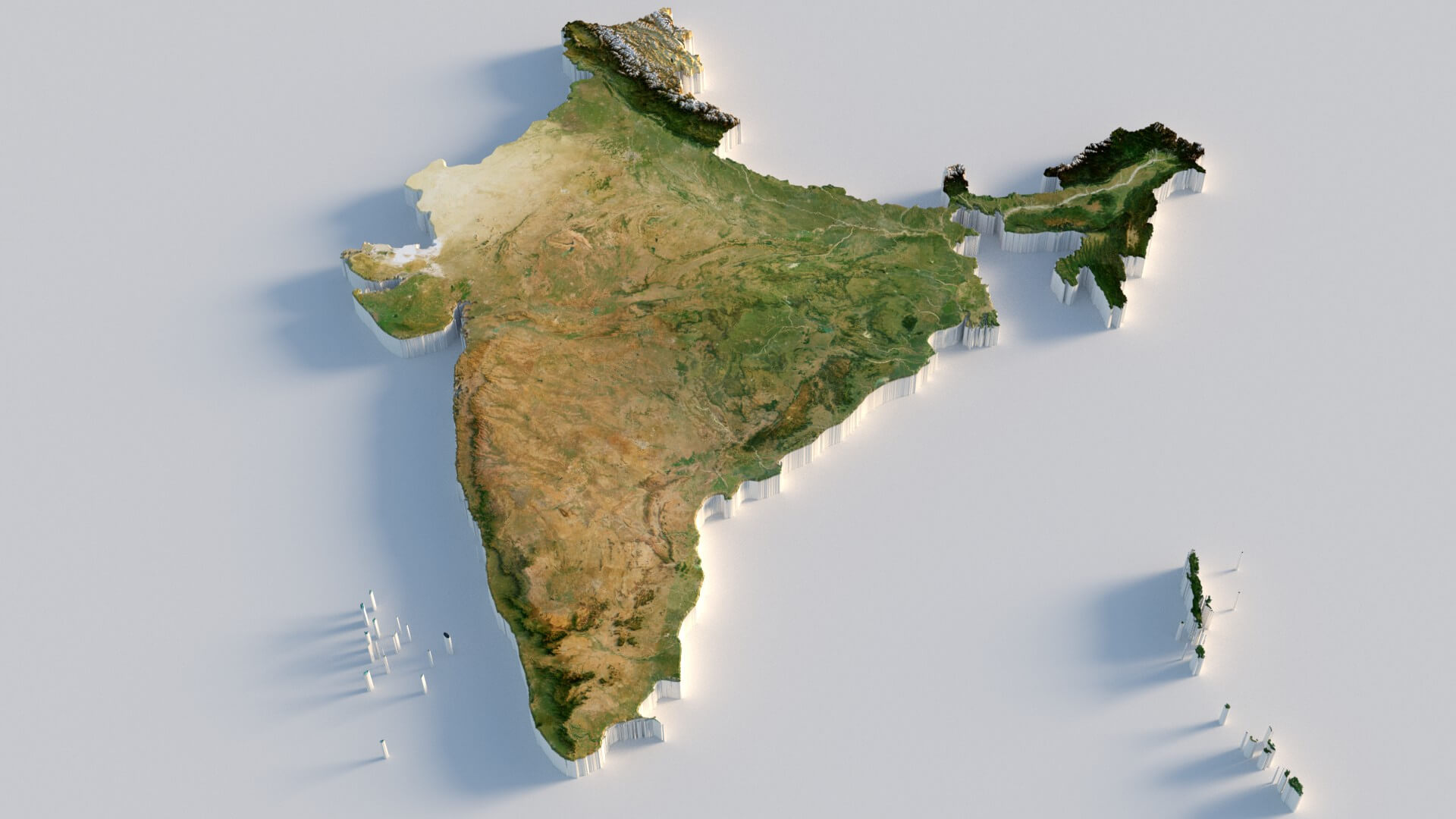 India Terrain Map - 3D Model by 3dstudio