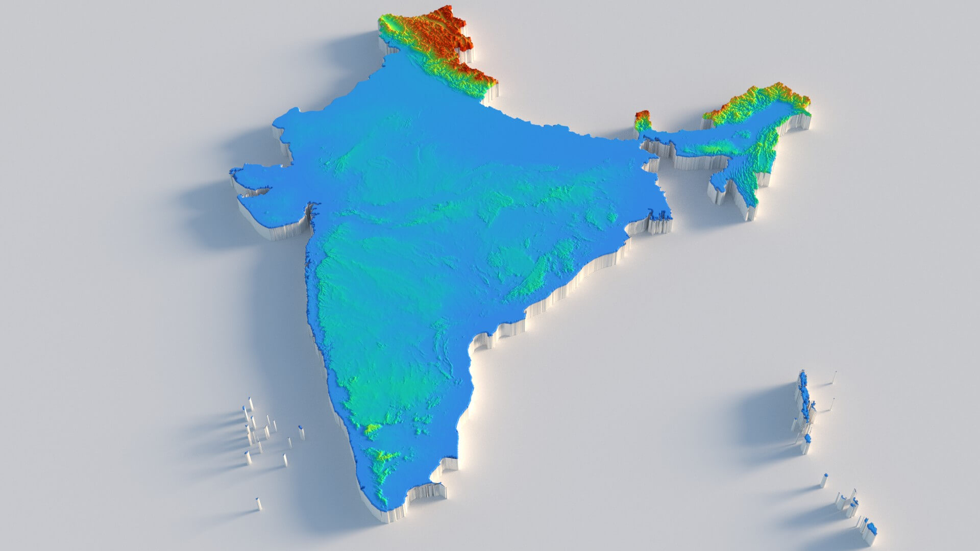 India Terrain Map - 3D Model by 3dstudio
