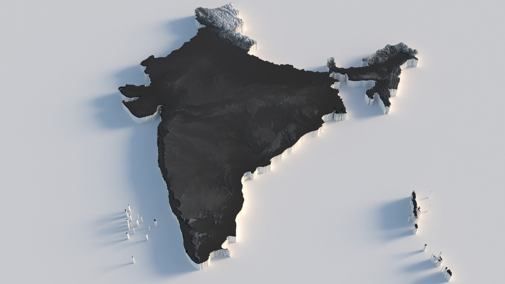 India Terrain Map - 3D Model by 3dstudio