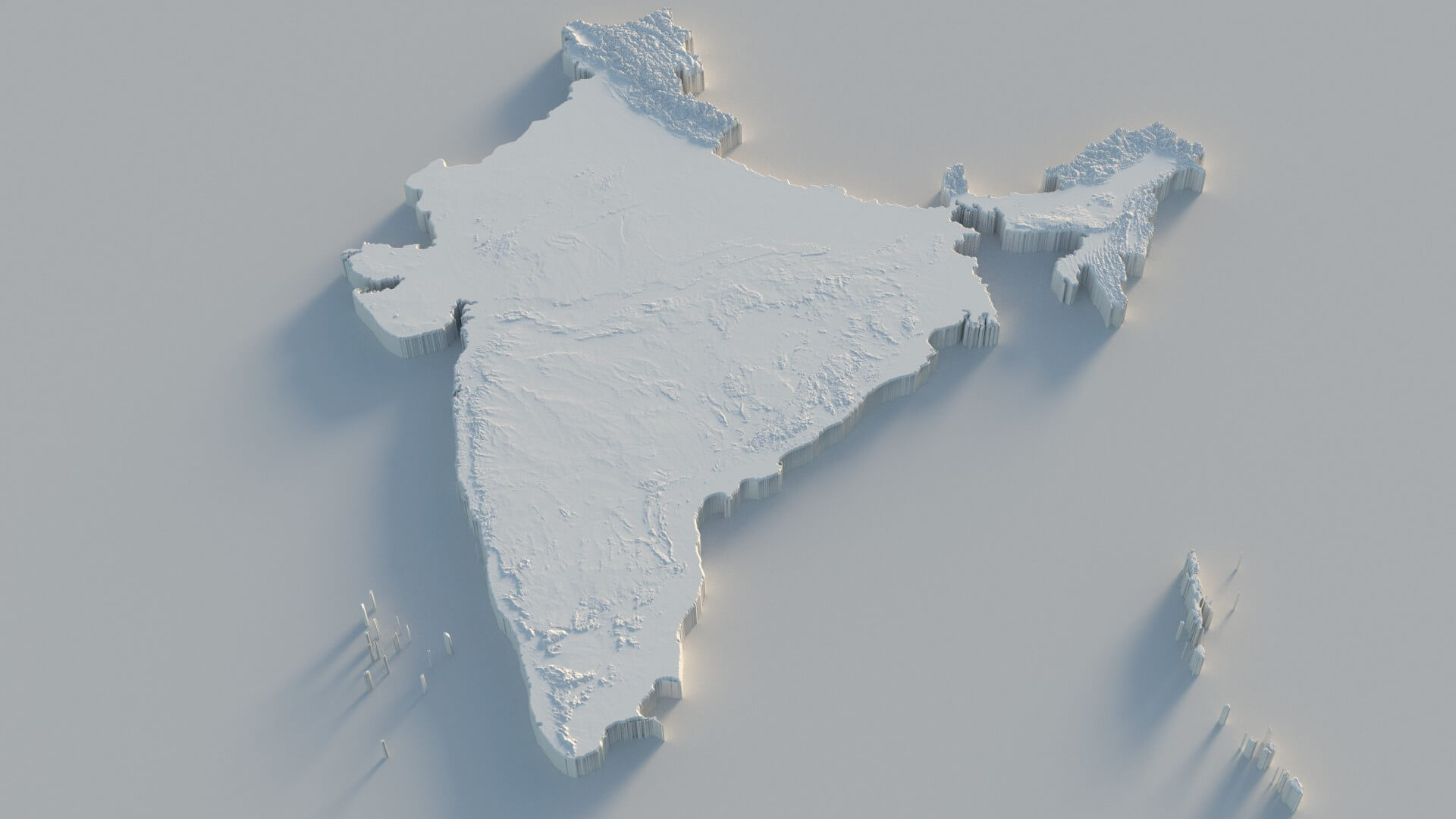 India Terrain Map - 3D Model by 3dstudio