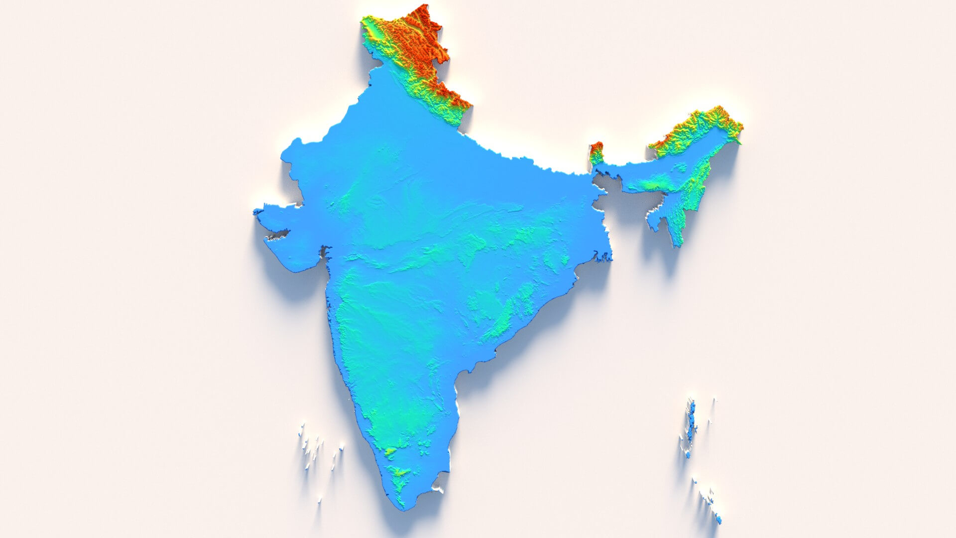 India Terrain Map - 3D Model by 3dstudio