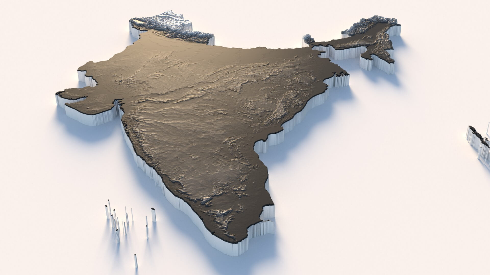 India Terrain Map - 3D Model by 3dstudio