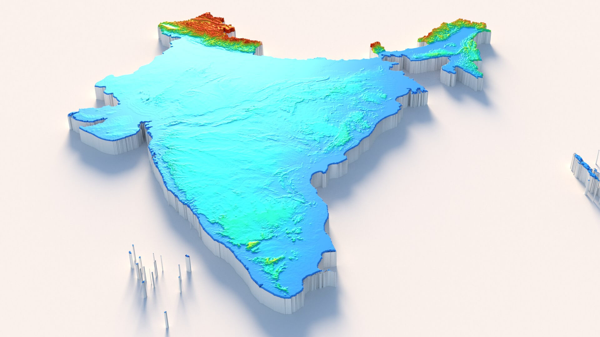 India Terrain Map - 3D Model by 3dstudio