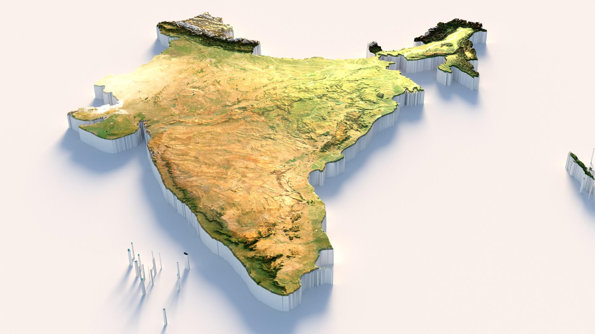 India Terrain Map - 3D Model by 3dstudio