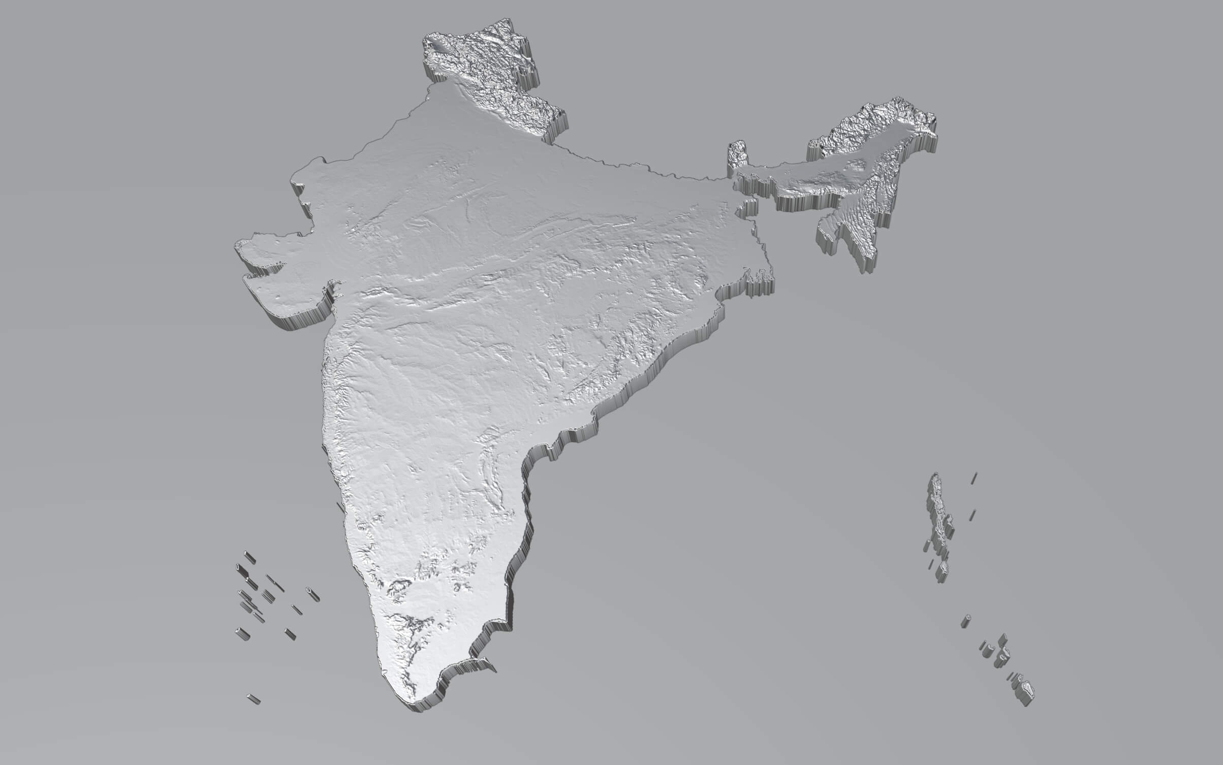 India Terrain Map - 3D Model by 3dstudio