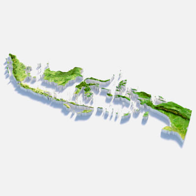Indonesia Terrain Map - 3D Model by 3dstudio