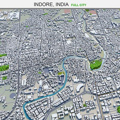 Indore, India 30km - 3D Model by 3dstudio