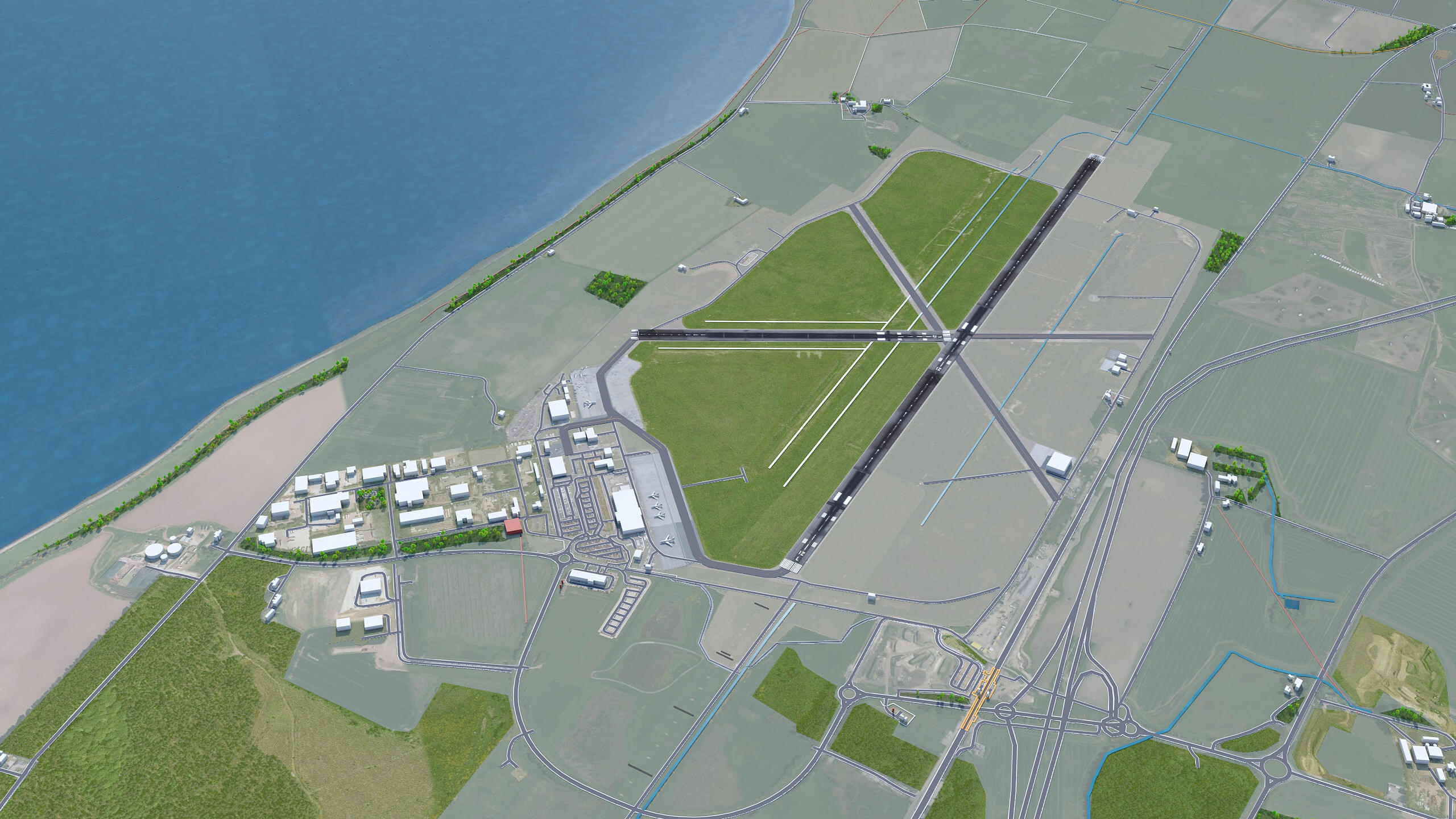 Inverness Airport 3D Model 10km by 3dstudio