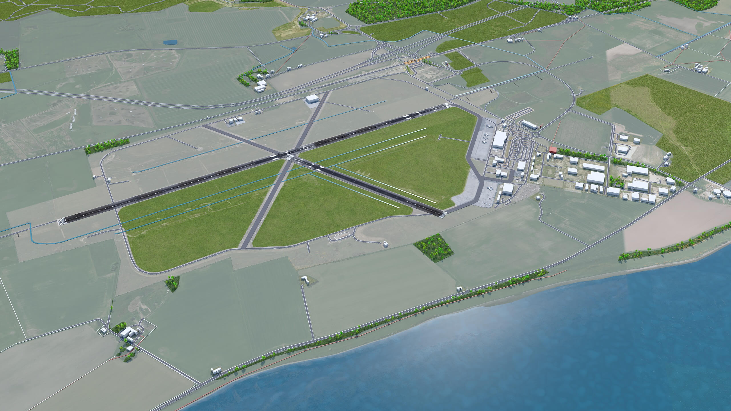 Inverness Airport 3D Model 10km by 3dstudio