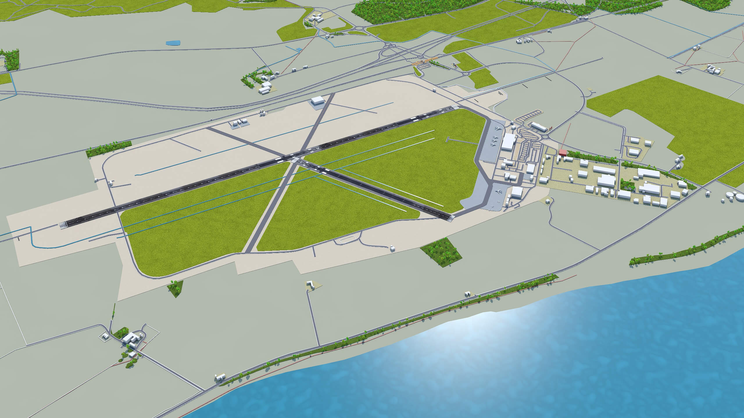 Inverness Airport 3D Model 10km by 3dstudio