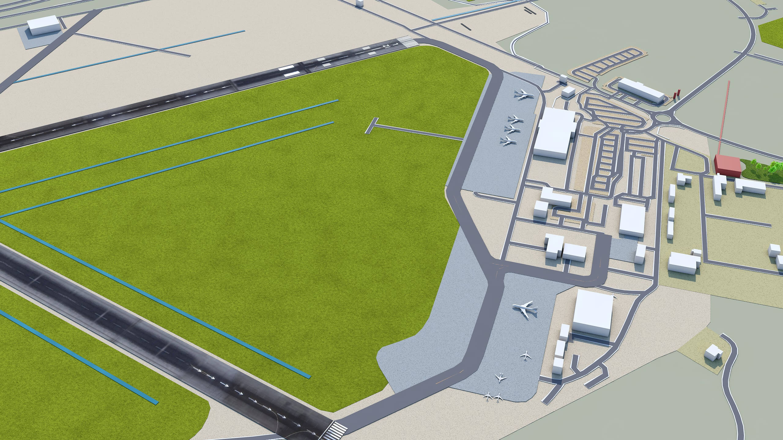Inverness Airport 3D Model 10km by 3dstudio