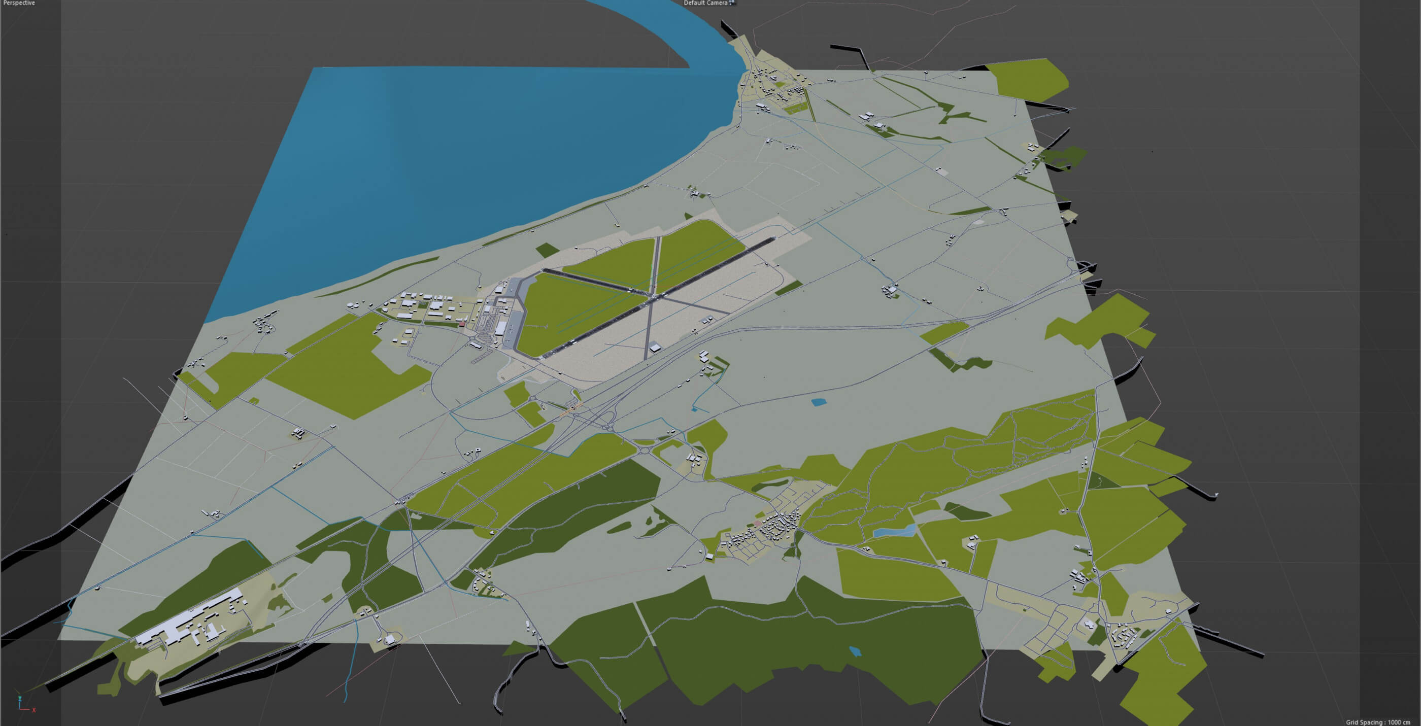 Inverness Airport 3D Model 10km by 3dstudio