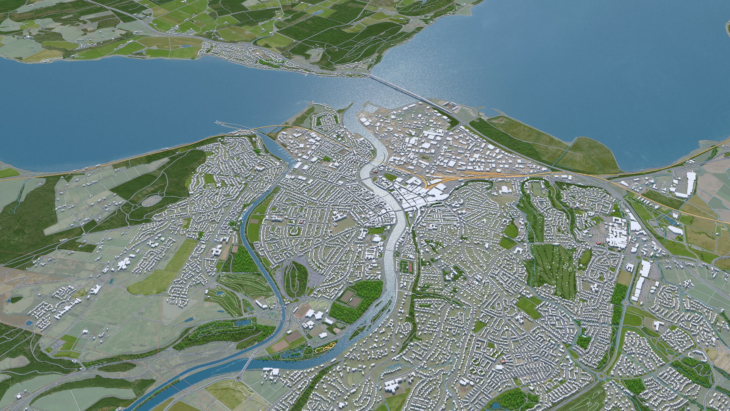 Inverness City United Kingdom 3D Model 30km by 3dstudio