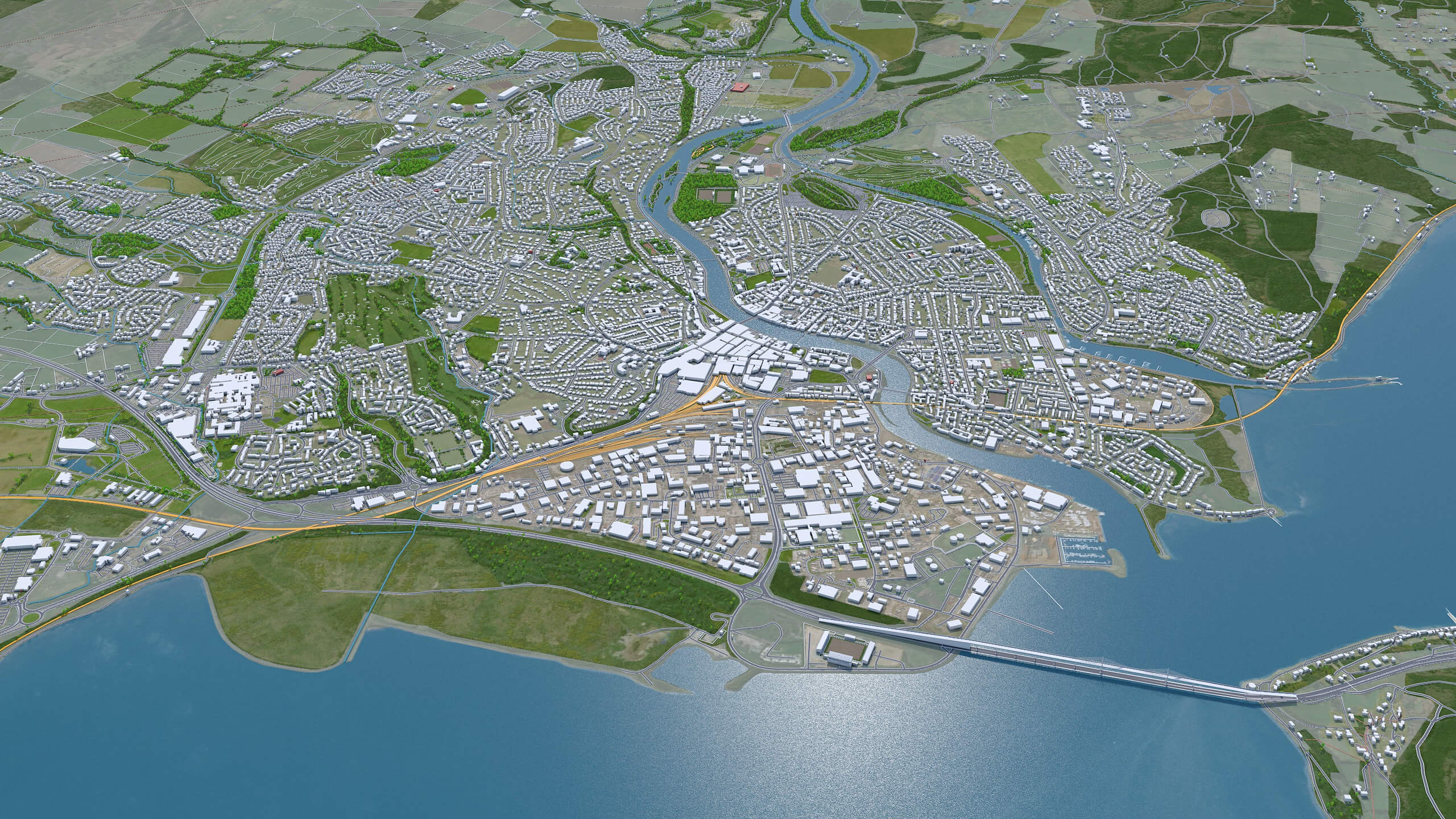 Inverness City United Kingdom 3D Model 30km by 3dstudio