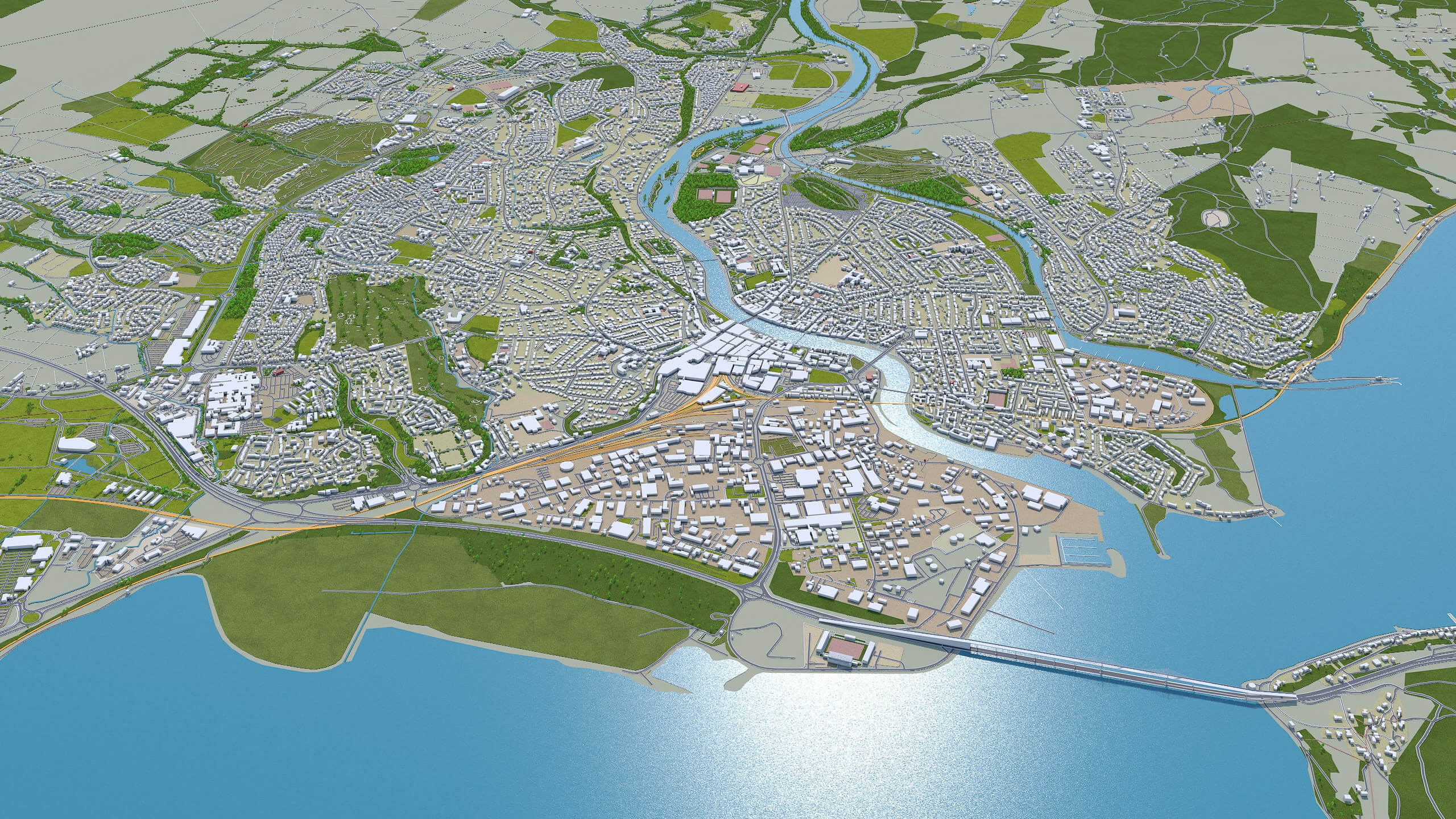 Inverness City United Kingdom 3D Model 30km by 3dstudio