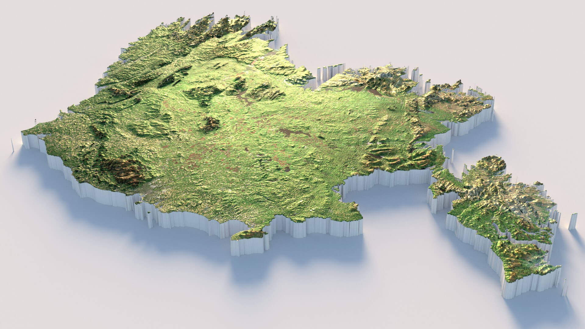 Ireland Terrain Map - 3D Model by 3dstudio