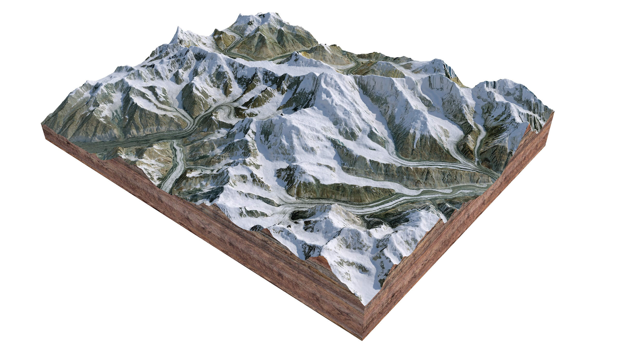 Ismoil Somoni Peak Mountain Tajikistan Terrain 3D Model by 3dstudio