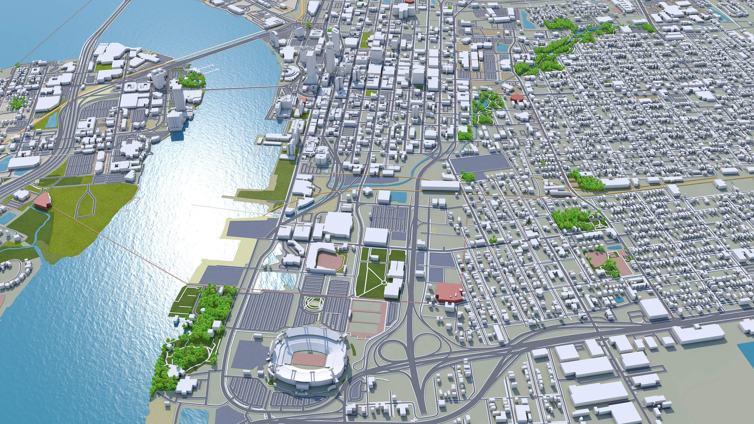 Jacksonville Downtown Florida USA 7km - 3D Model by 3dstudio