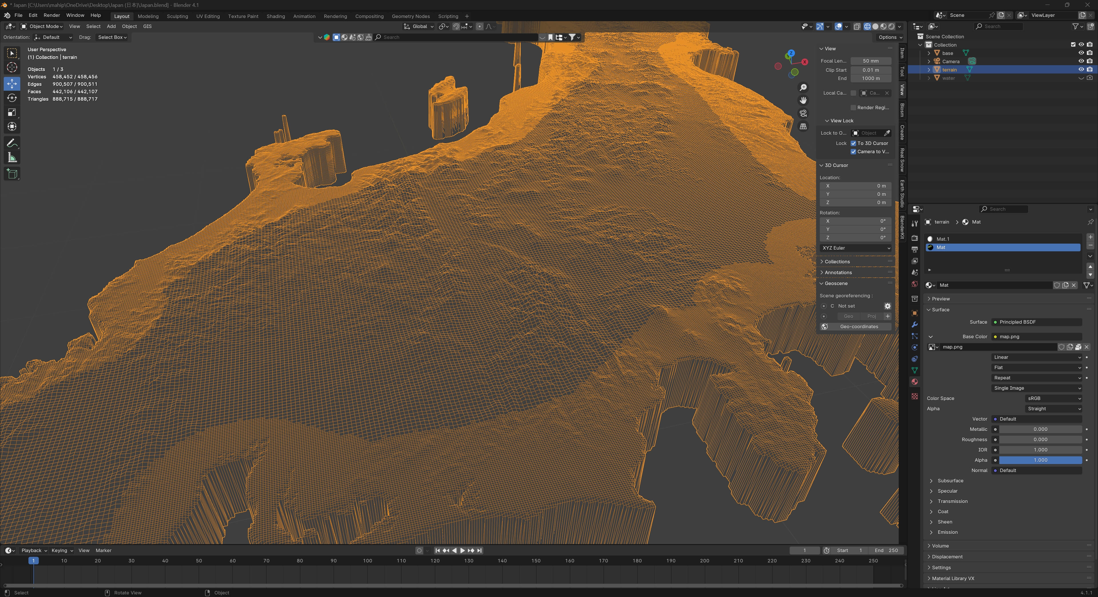 Japan Terrain Map - 3D Model by 3dstudio