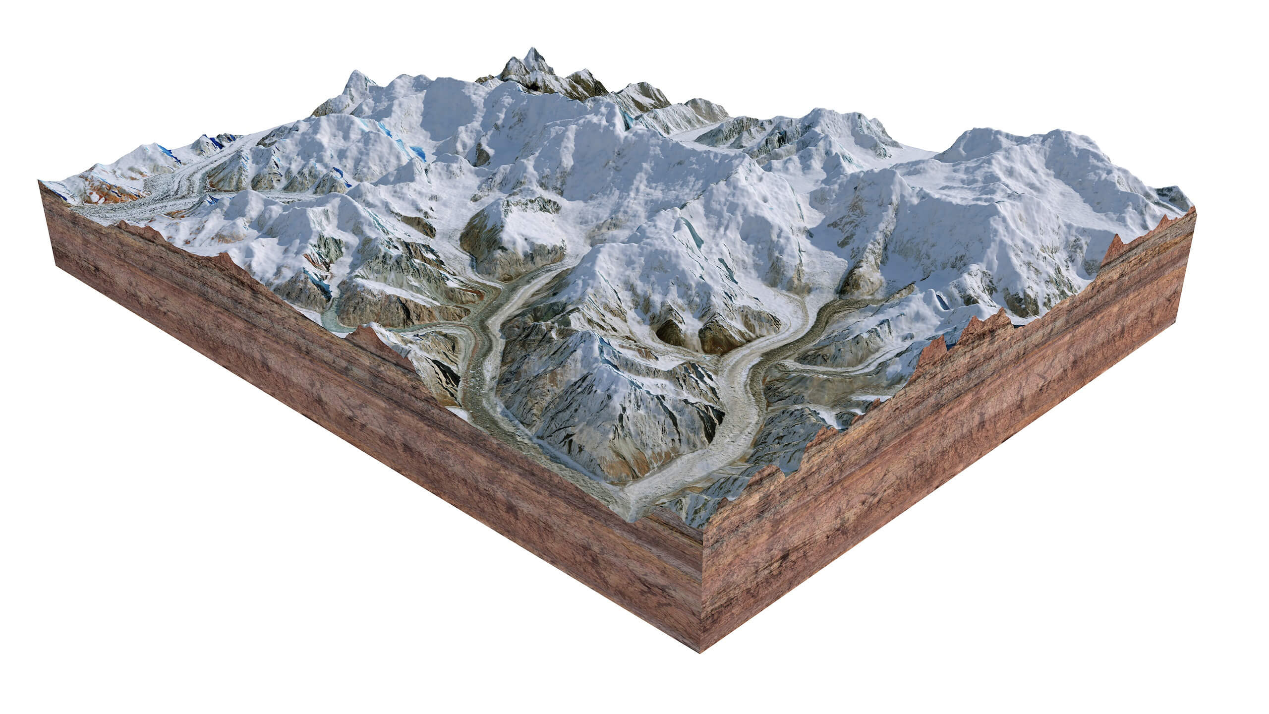 Jengish Chokusu Mountain China Terrain 3D Model by 3dstudio