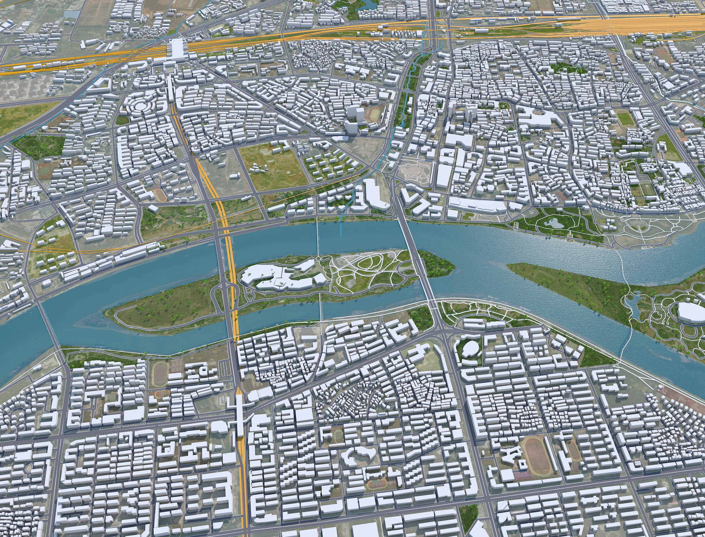 Jinhua Zhejiang City China 3D Model 35km by 3dstudio