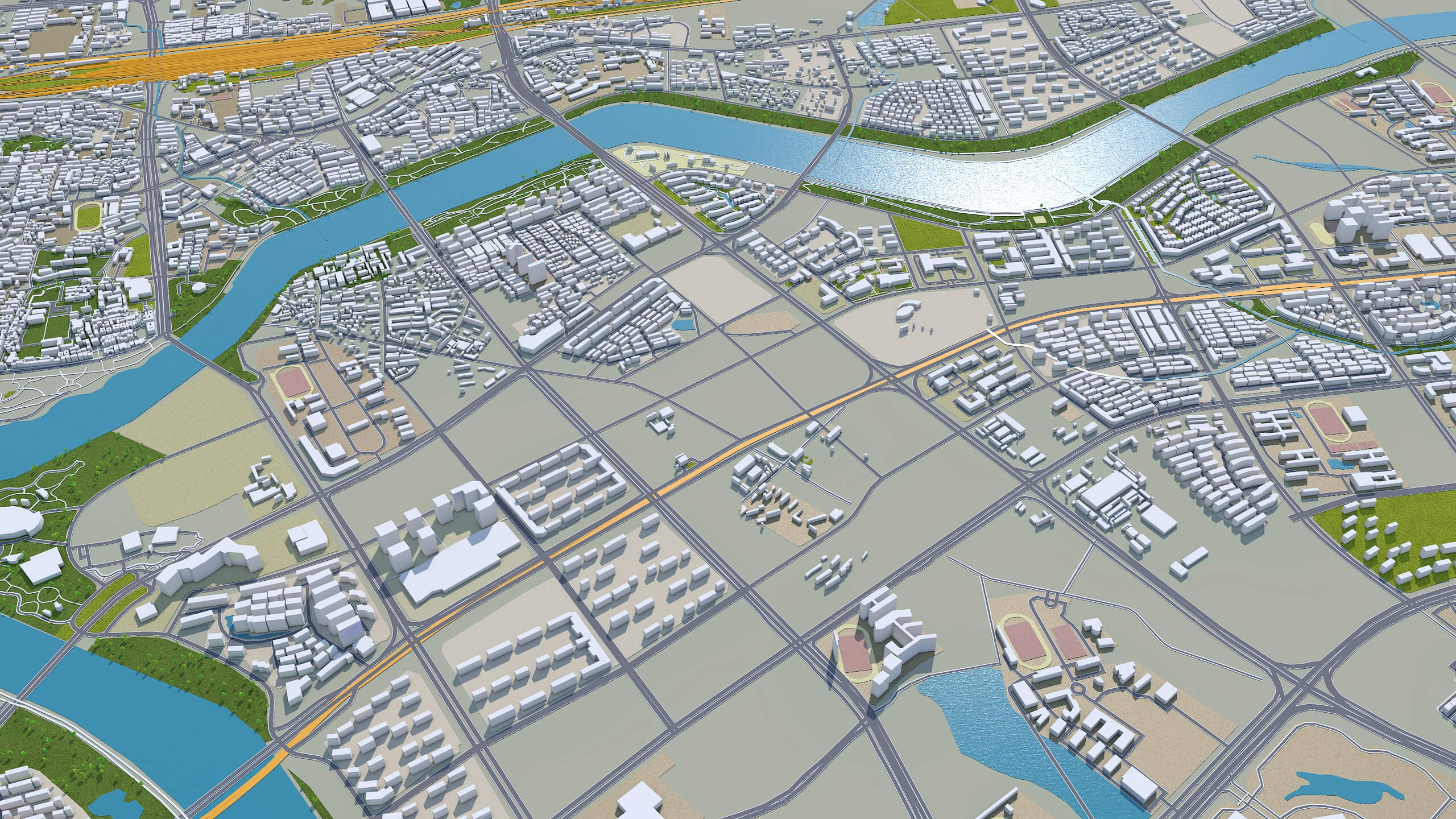Jinhua Zhejiang City China 3D Model 35km by 3dstudio