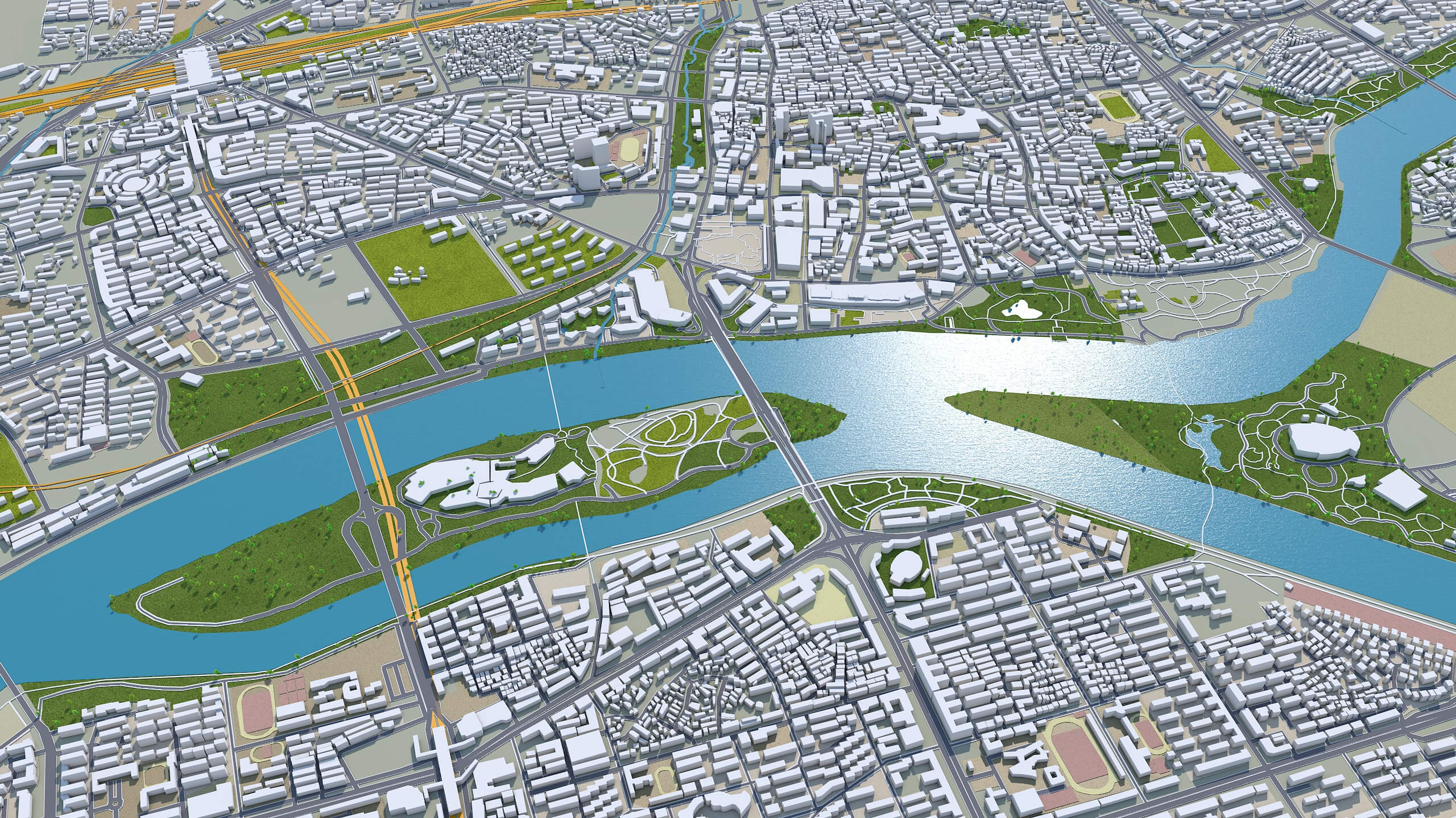 Jinhua Zhejiang City China 3D Model 35km by 3dstudio
