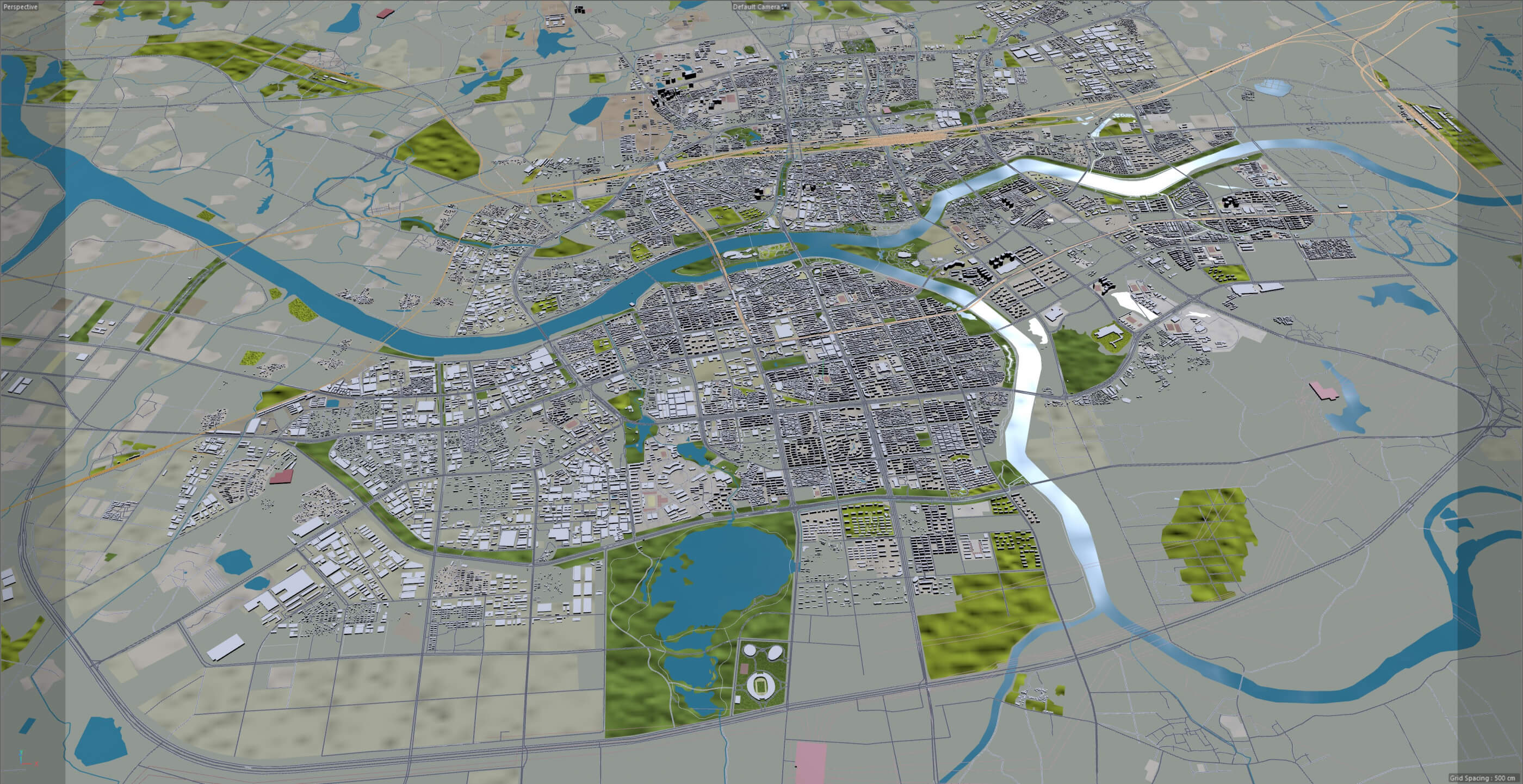 Jinhua Zhejiang City China 3D Model 35km by 3dstudio