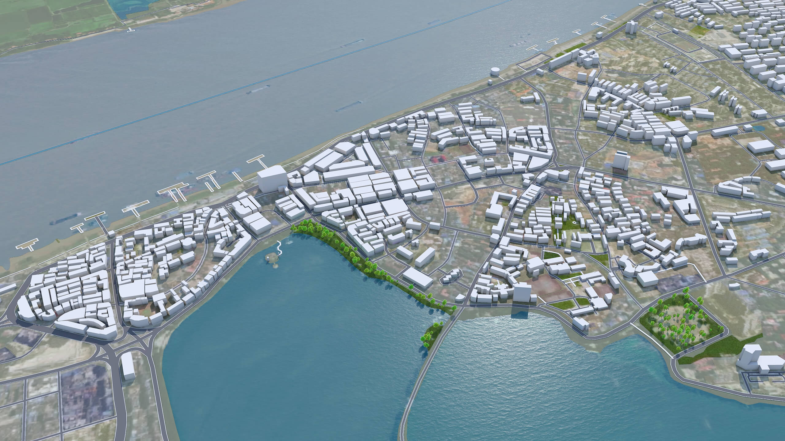 Jiujiang Jiangxi City China 3D Model 70km by 3dstudio