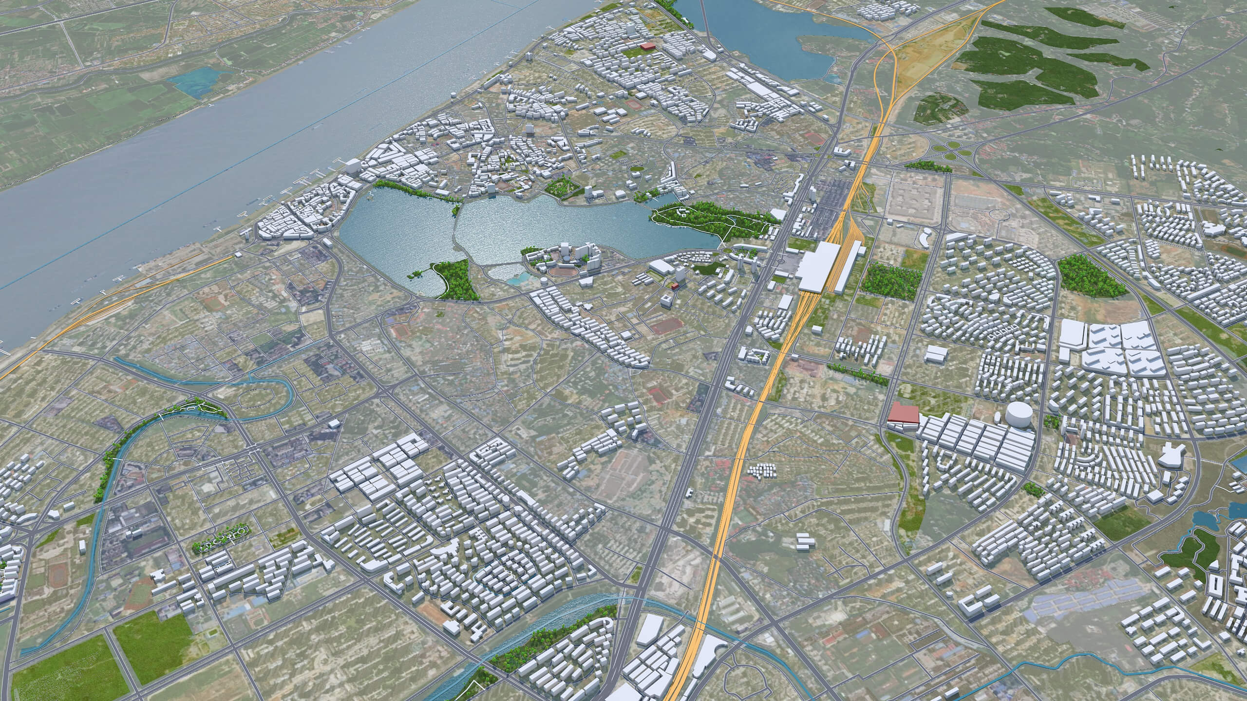 Jiujiang Jiangxi City China 3D Model 70km by 3dstudio