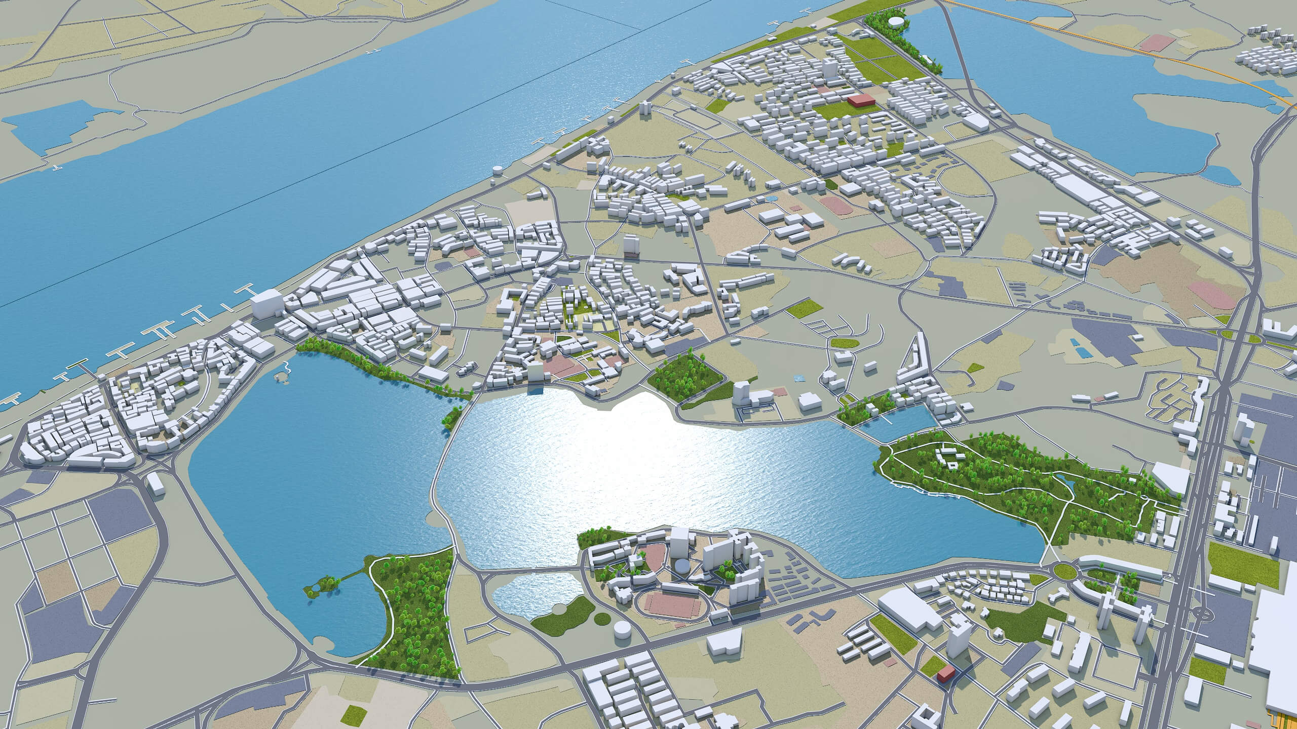 Jiujiang Jiangxi City China 3D Model 70km by 3dstudio
