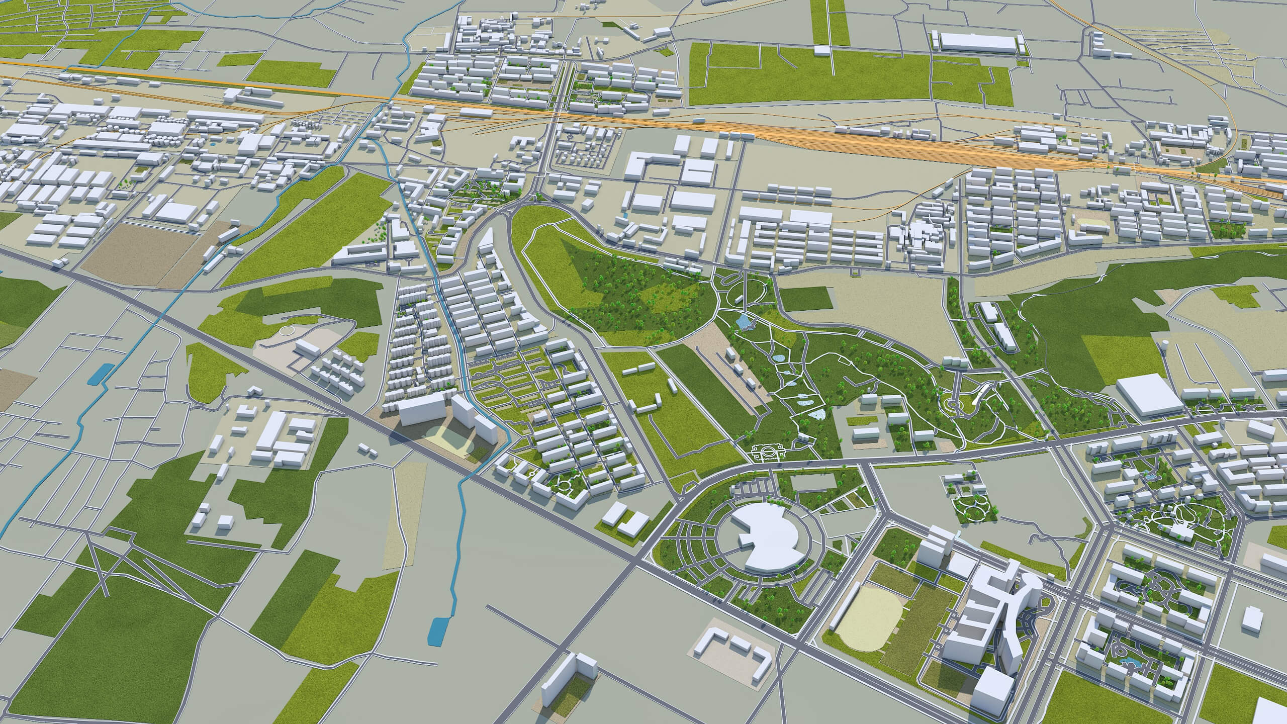 Jixi Heilongjiang City China 3D Model 30km by 3dstudio