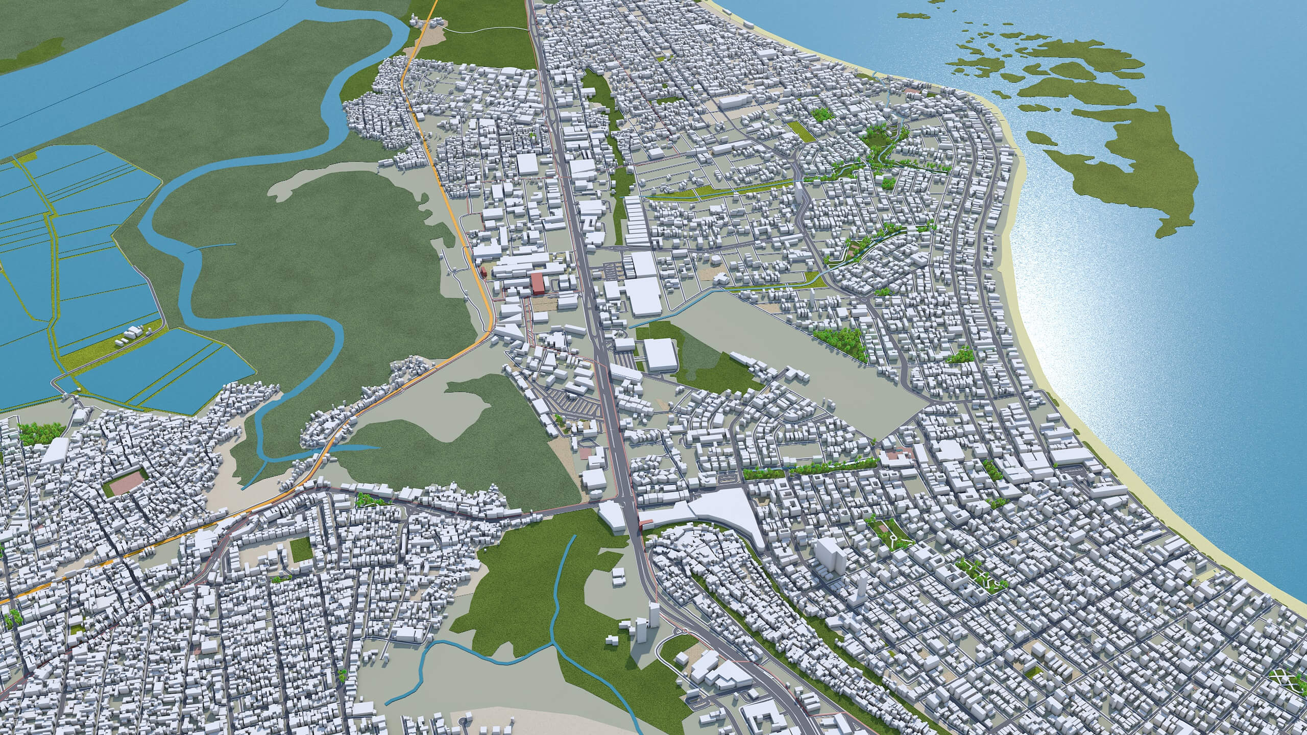 Joao Pessoa City Brazil 3D Model 30km by 3dstudio