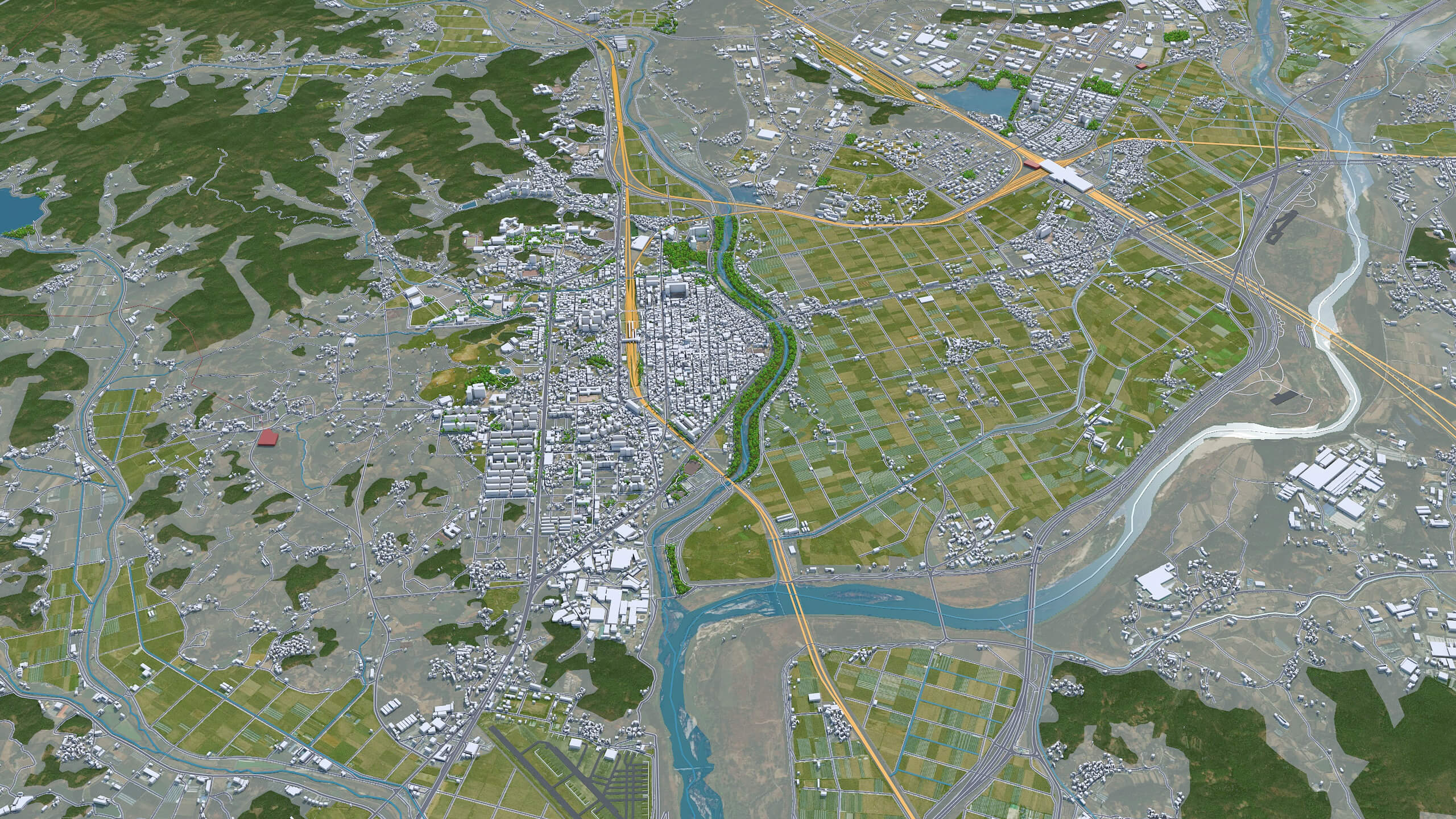 Jochiwon Yeongi-Gun South Korea 20km 3D Model by 3dstudio