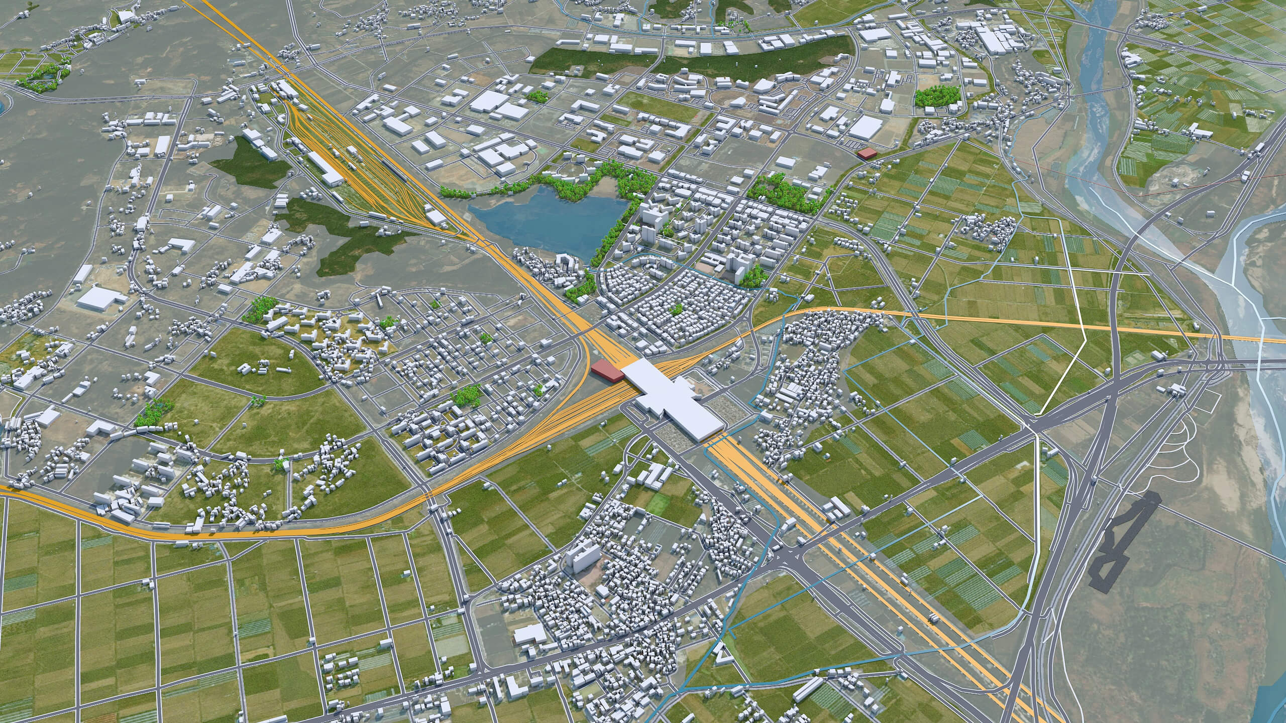 Jochiwon Yeongi-Gun South Korea 20km 3D Model by 3dstudio