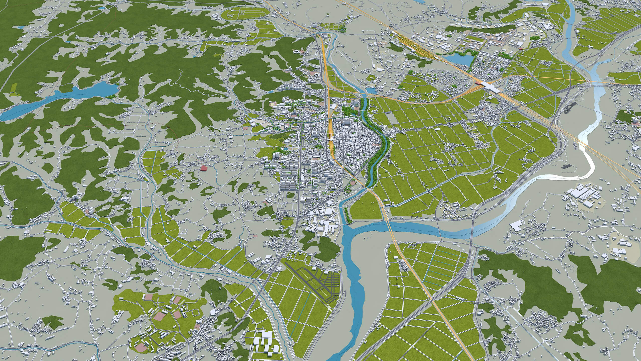 Jochiwon Yeongi-Gun South Korea 20km 3D Model by 3dstudio