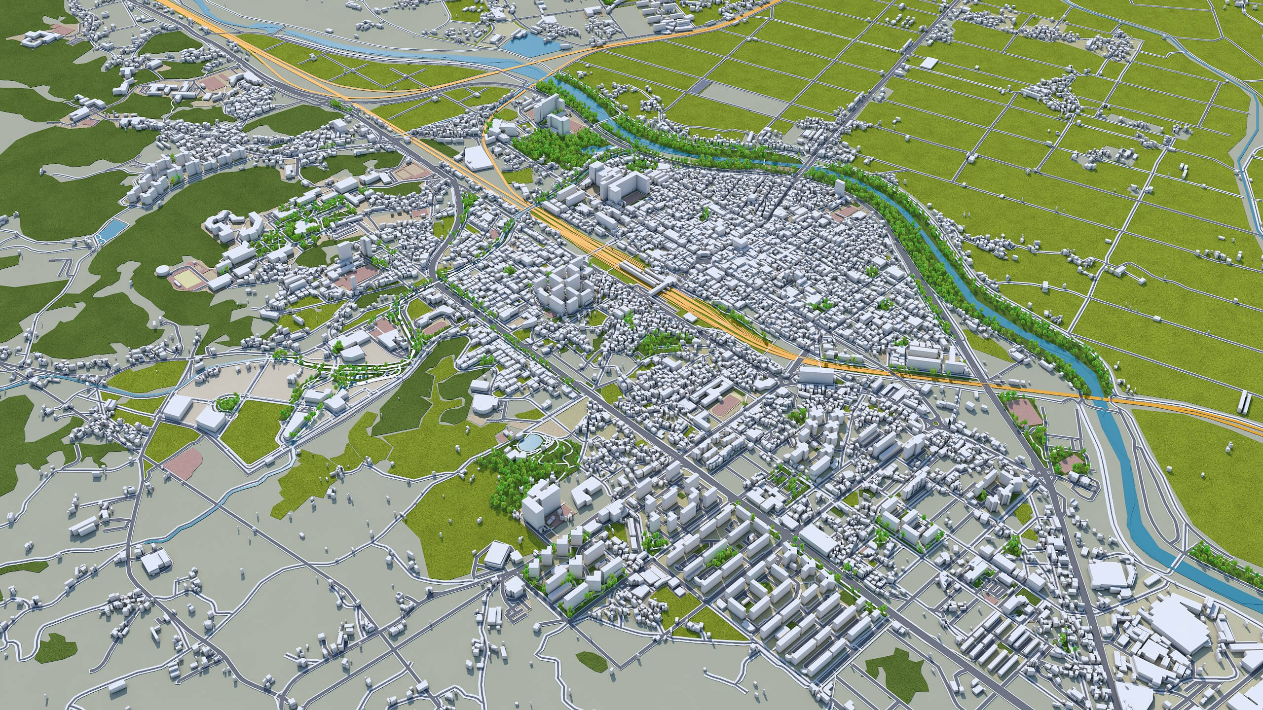 Jochiwon Yeongi-Gun South Korea 20km 3D Model by 3dstudio