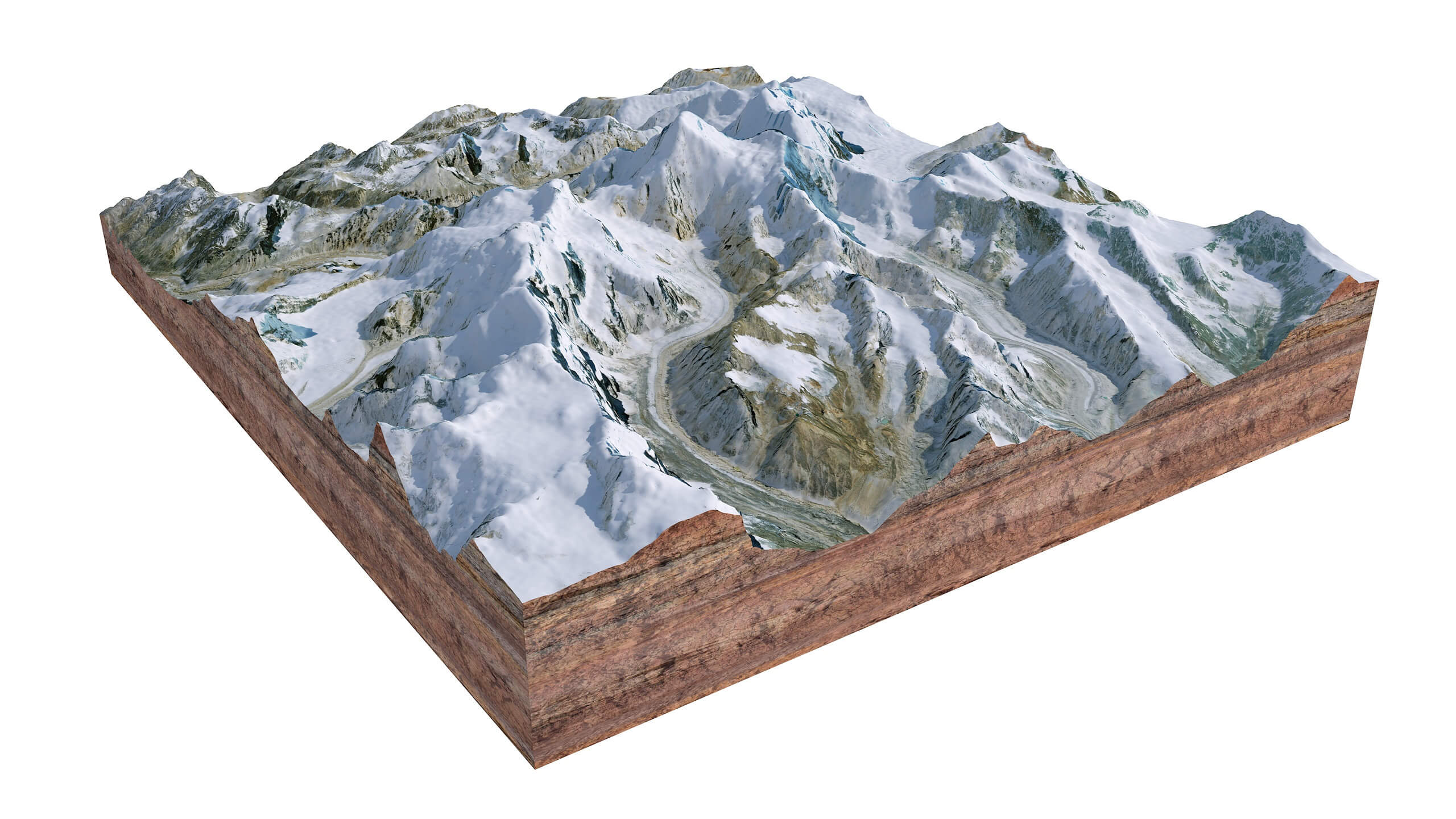 Kamet Mountain Uttarakhand India Terrain 3D Model by 3dstudio