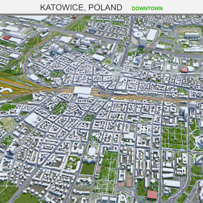 Katowice Downtown Poland 8km - 3D Model by 3dstudio